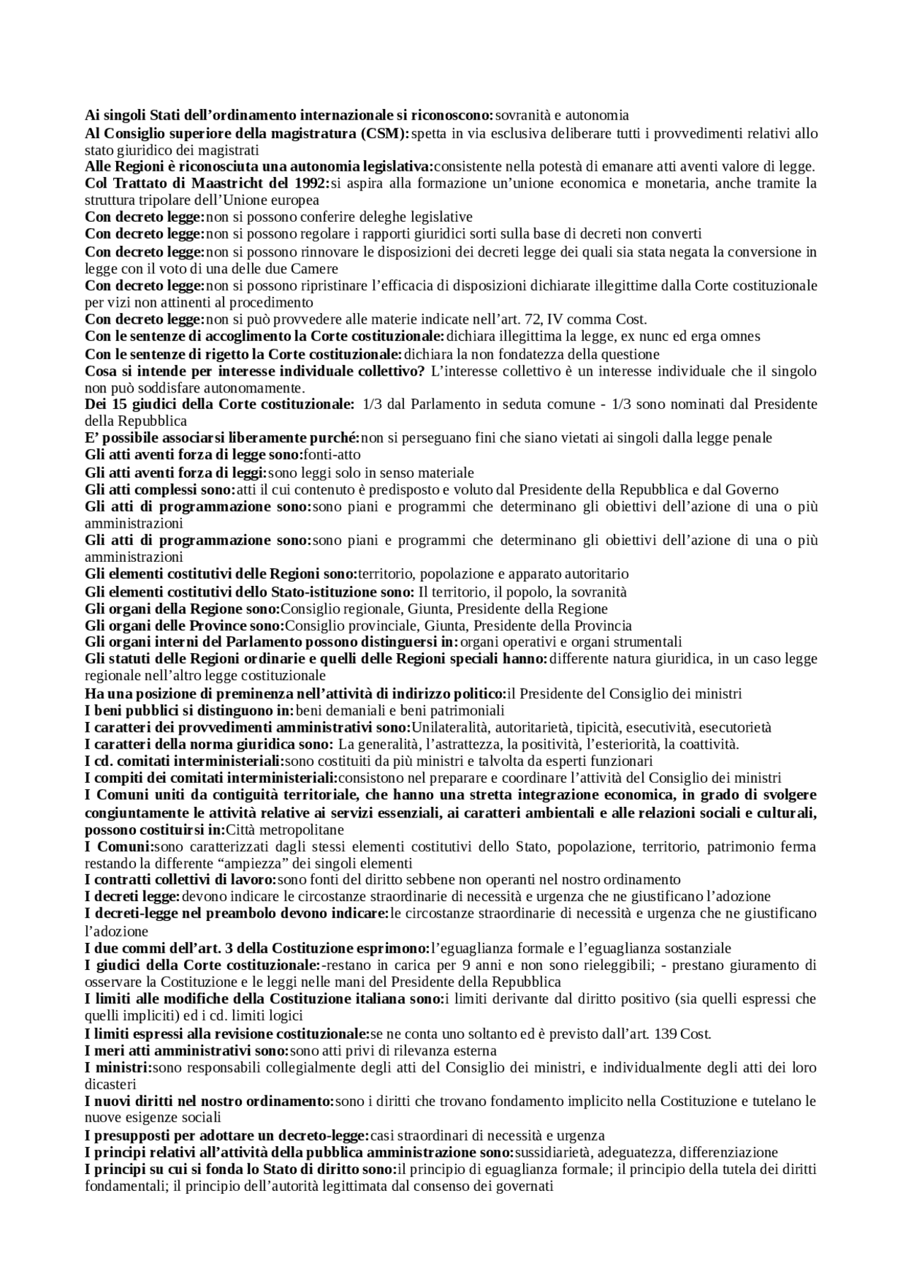 Diritto Pubblico Unicusano Scienze Politiche Triennale Docsity