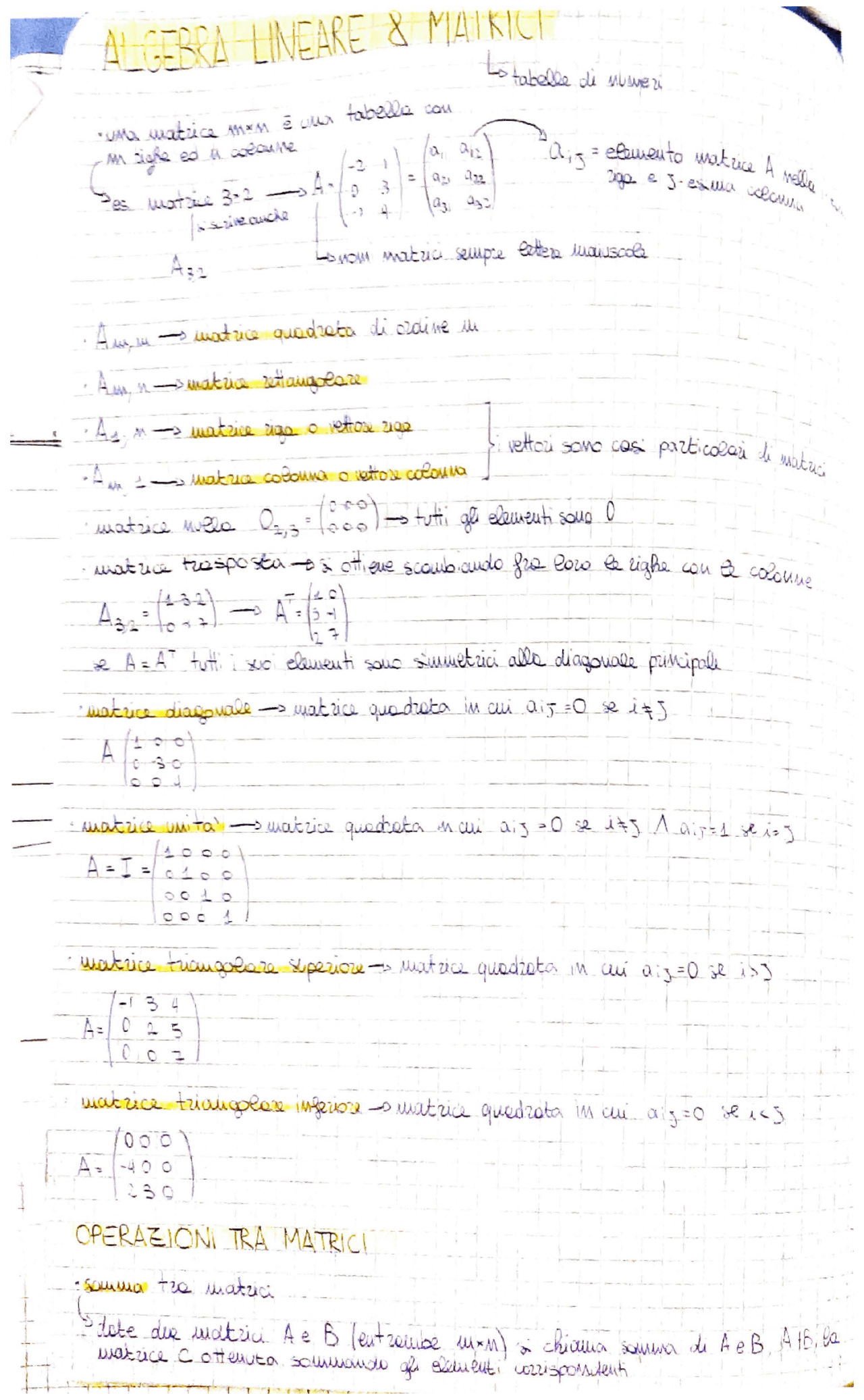 Algebra Lineare E Matrici Docsity