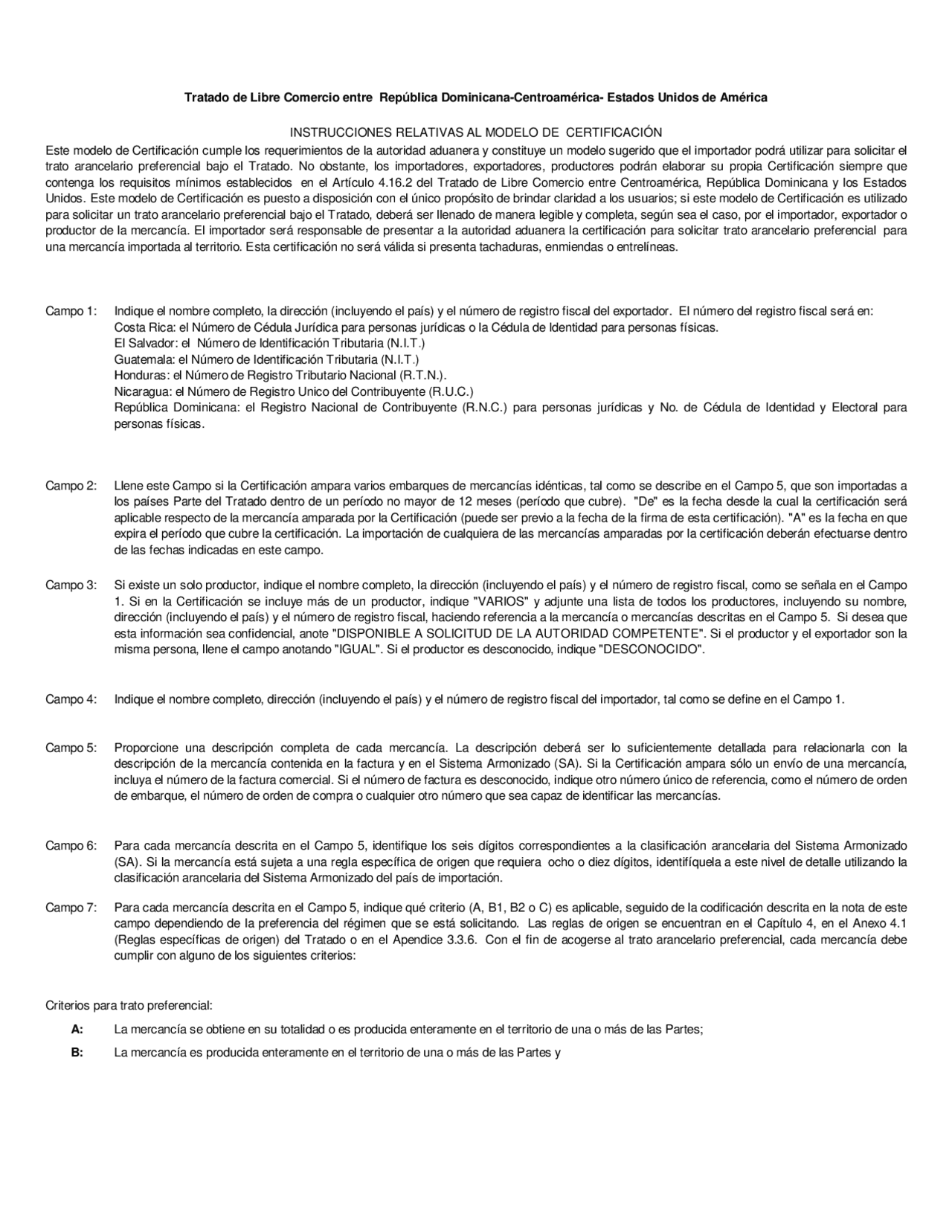 Instructivo de llenado DR cafta | Esquemas y mapas conceptuales de ...