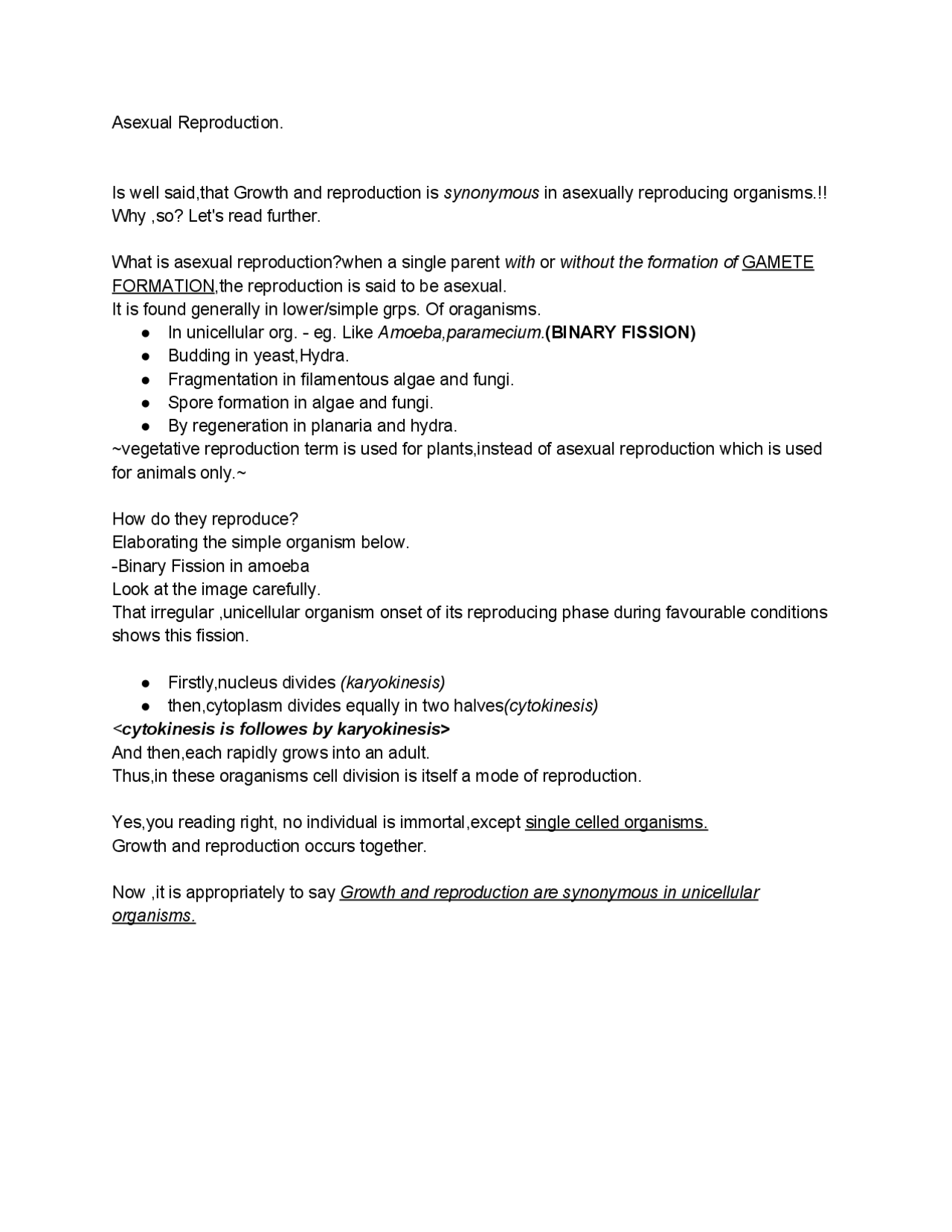 Asexual Reproduction Docsity