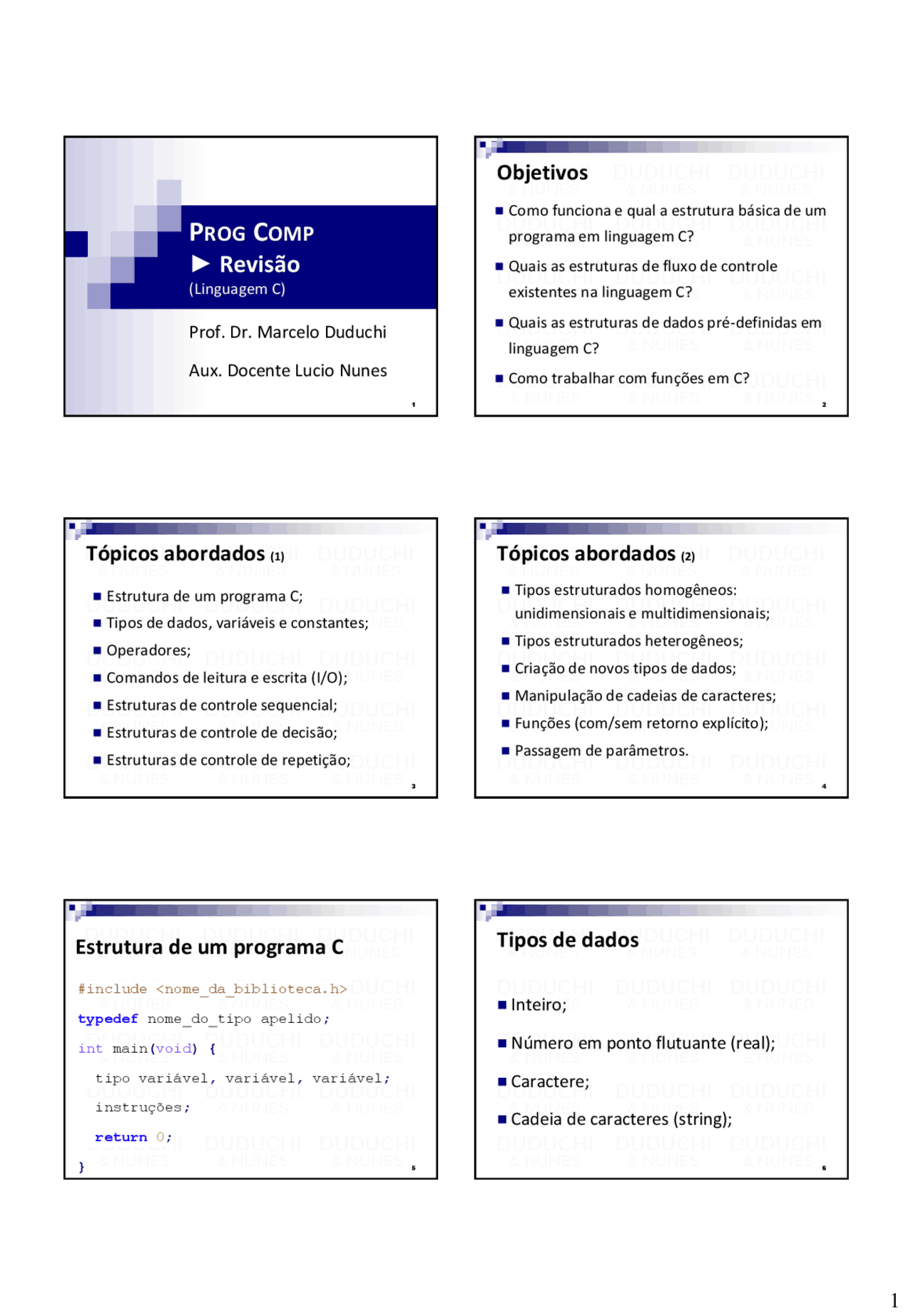 Revisão Programação Em C Docsity