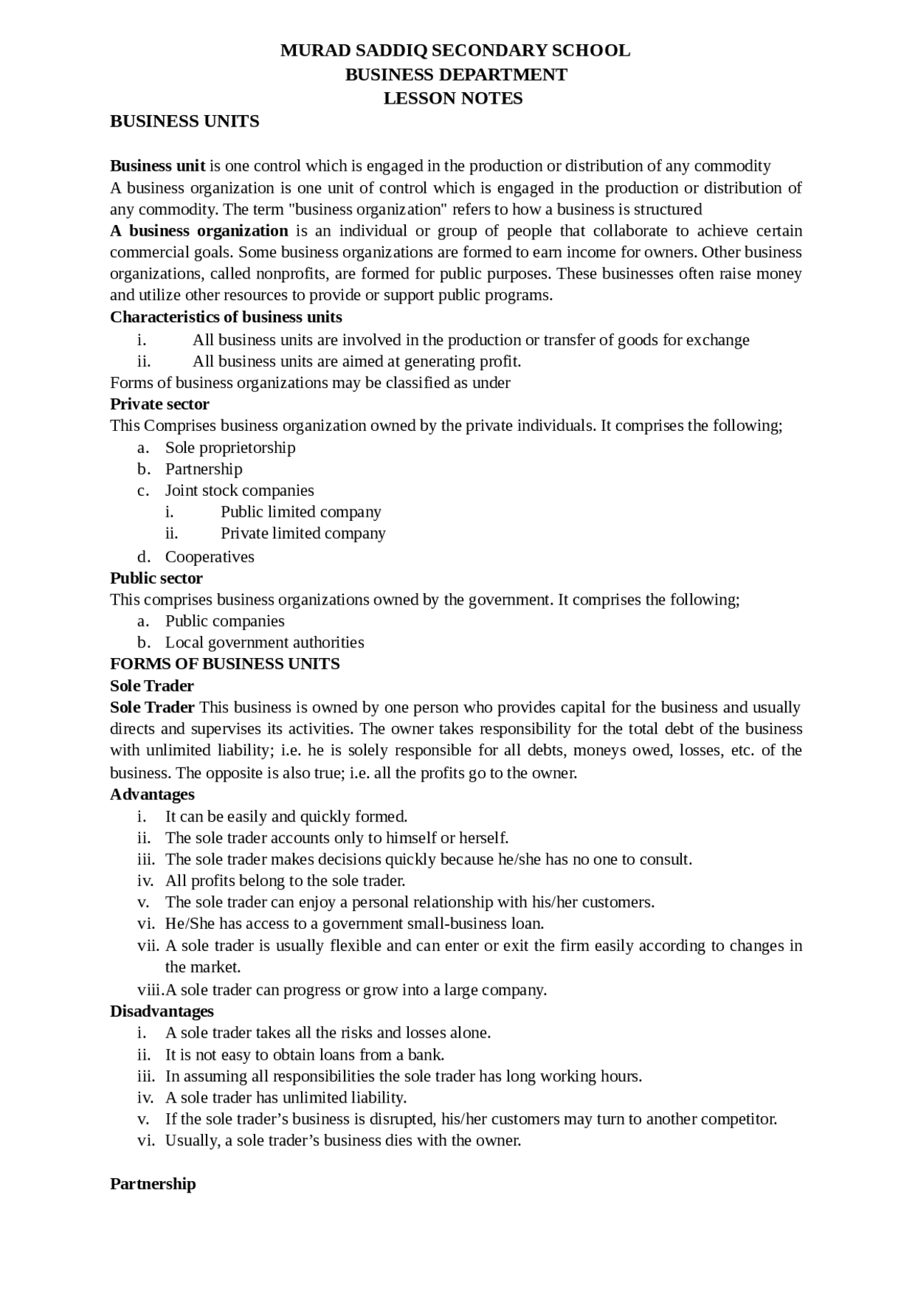 Business notes for students of high level who wish to be competent in ...