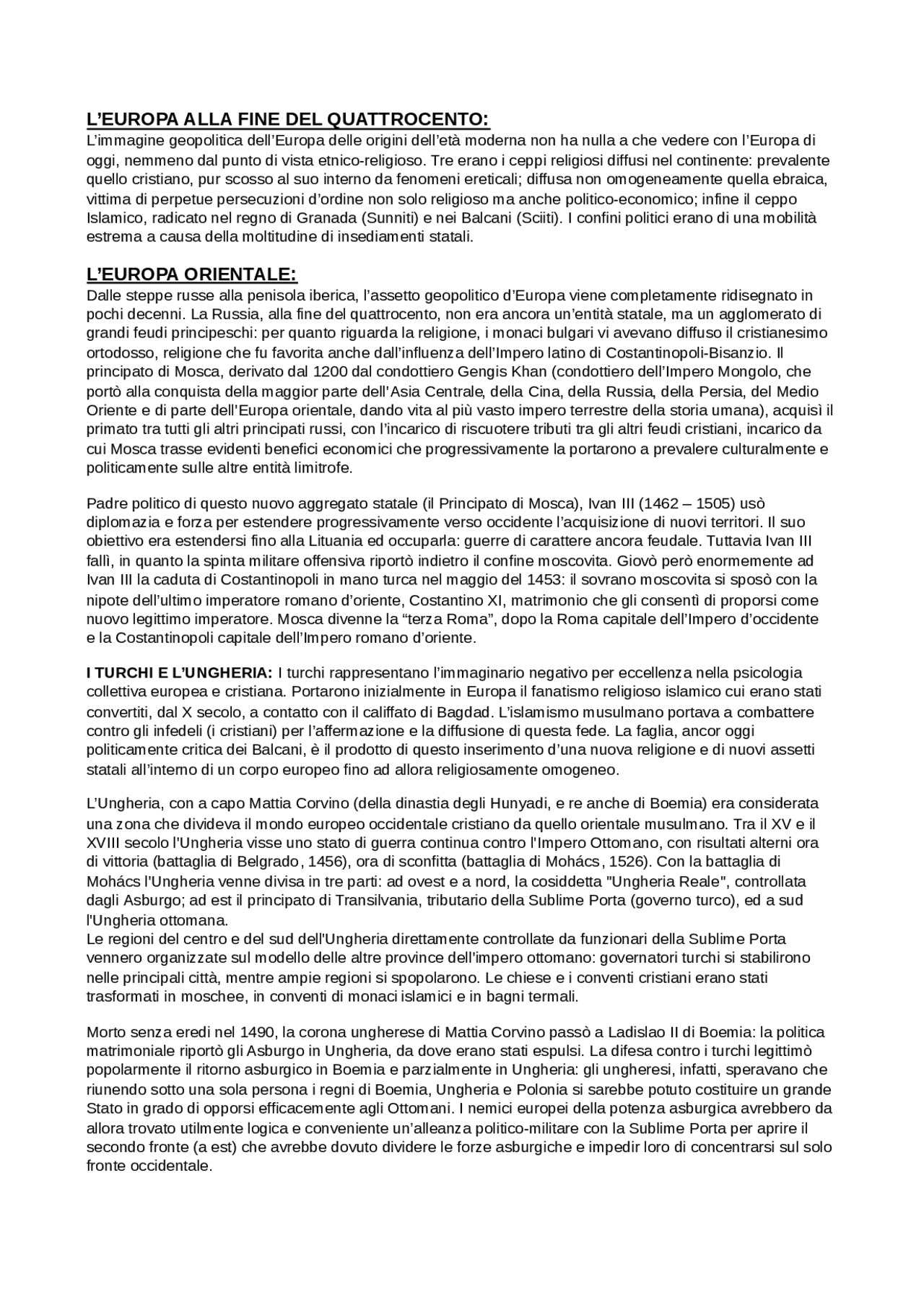 Storia Moderna Riassunti Docsity