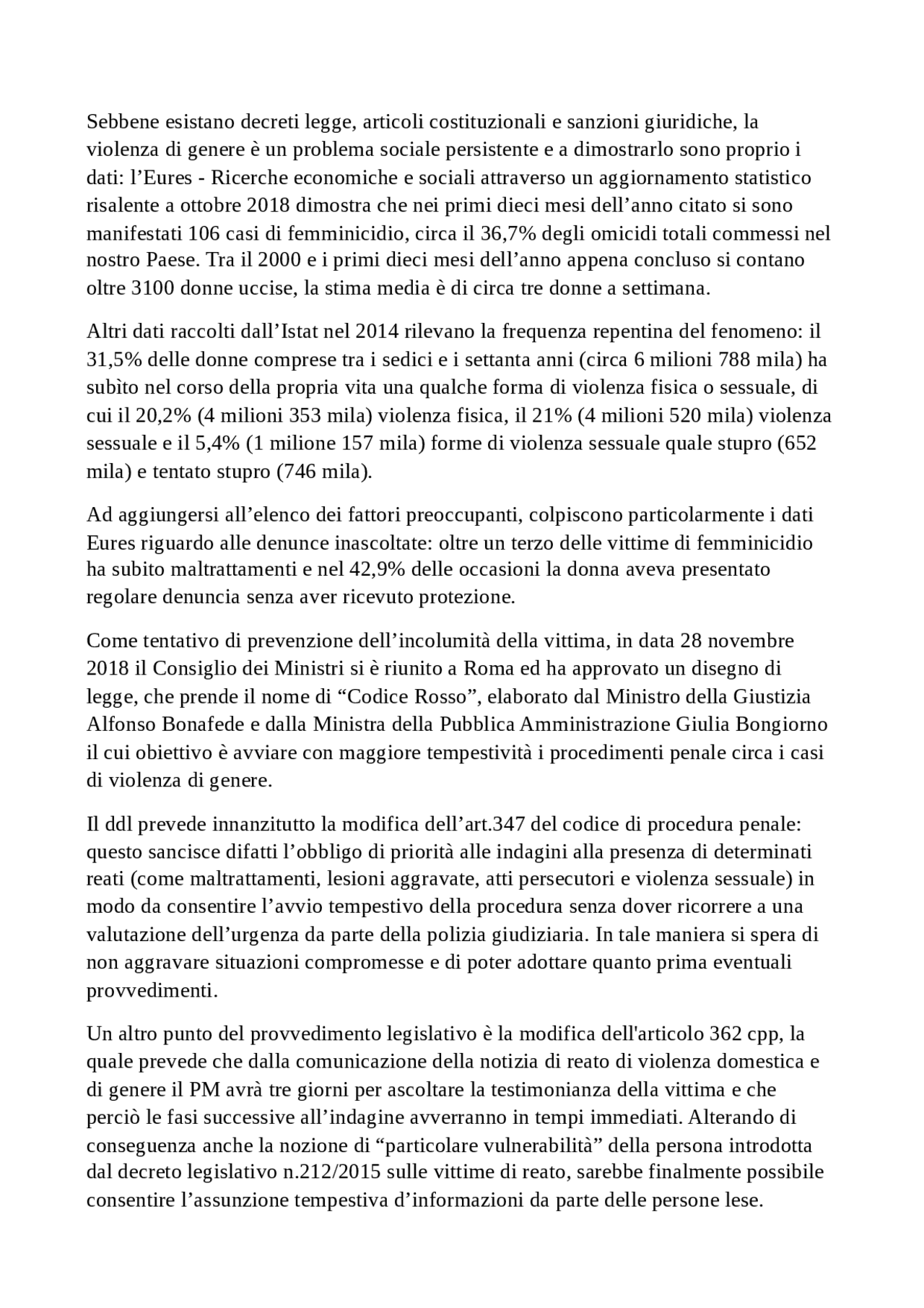 Violenza Sulle Donne Leggi Docsity