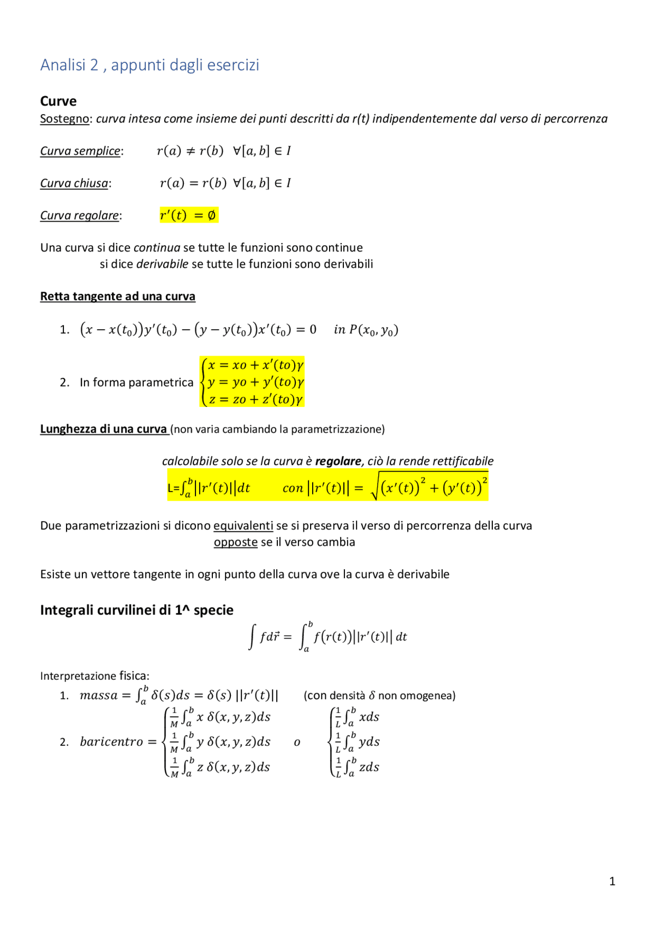 Riassunto Analisi 2 Docsity