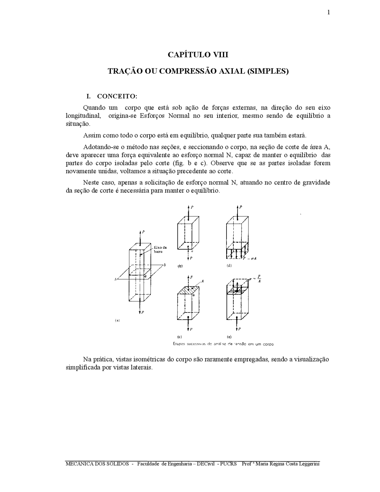Tracao e Compressao simples | Resumos Análise Estrutural | Docsity