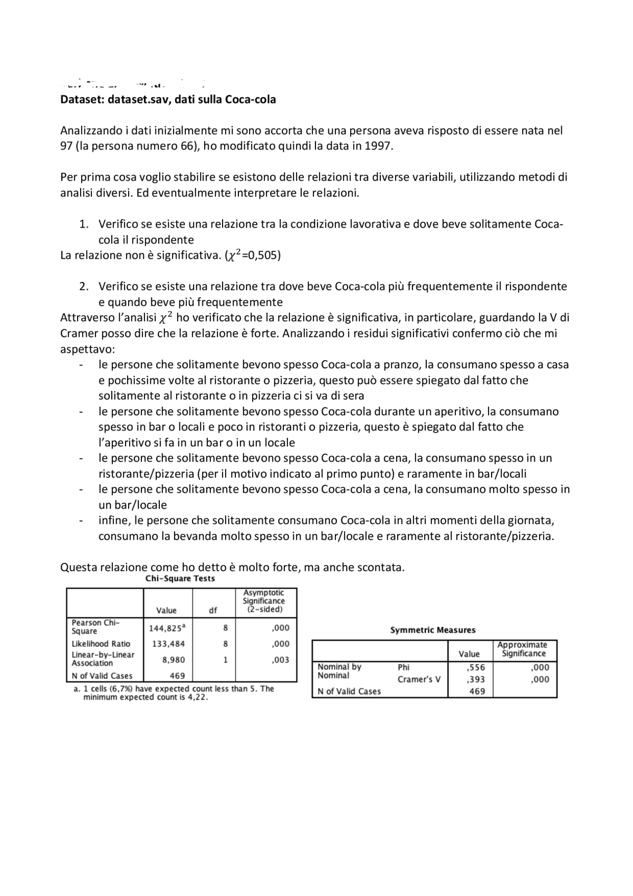 Tesina facoltativa con SPSS per l'esame di analisi statistica dei dati ...