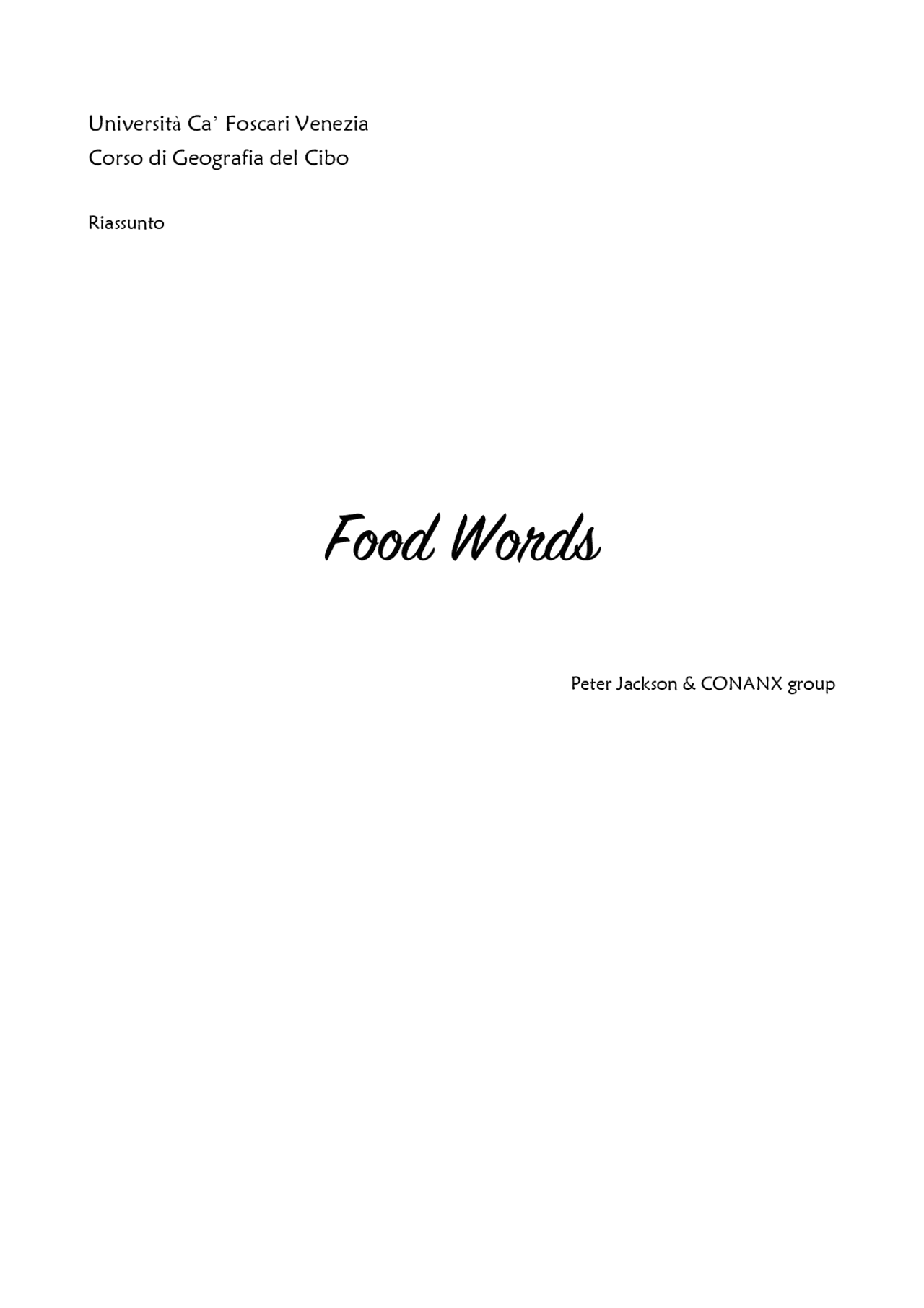 Riassunto Libro Food Words Docsity