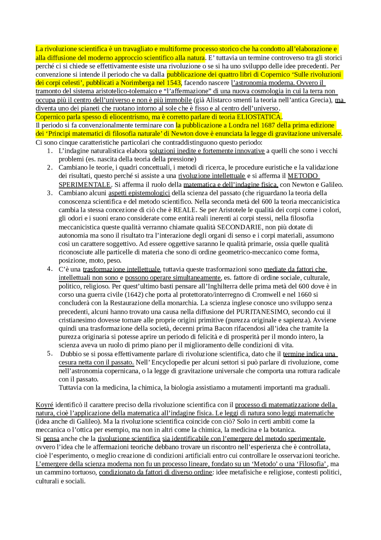 Storia Della Scienza Docsity