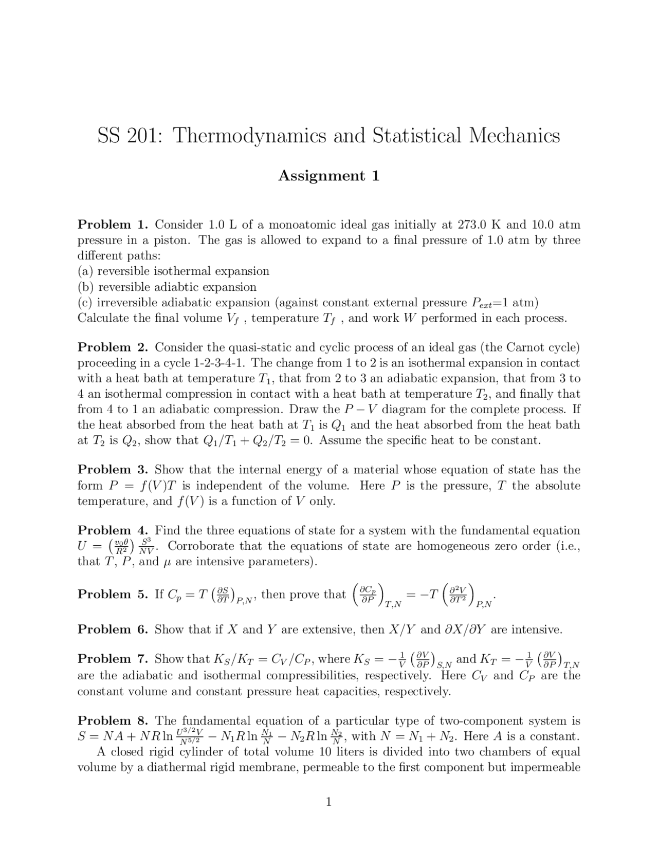 Statistical Mechanics - Docsity