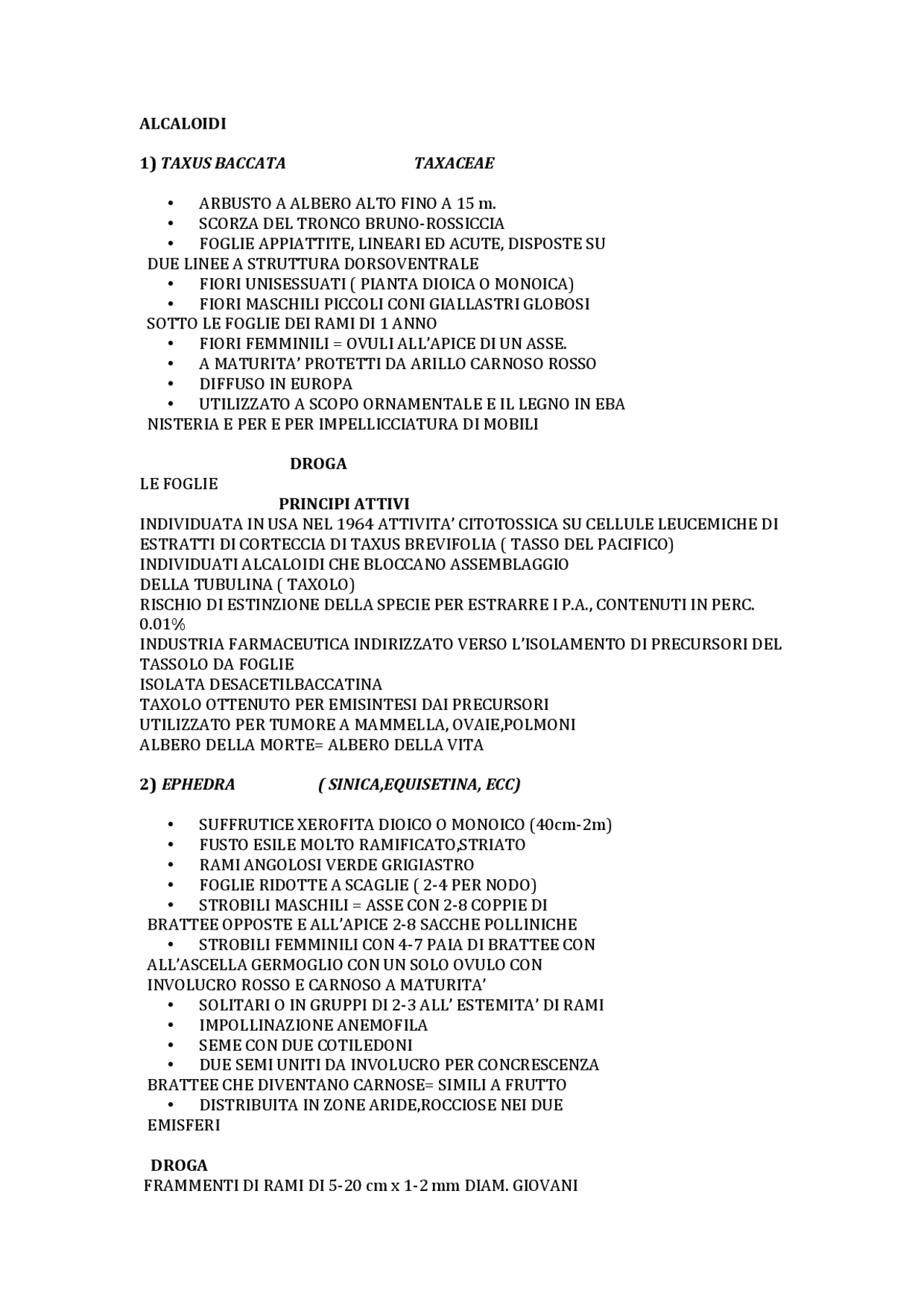 Alcaloidi biologia vegetale - Docsity