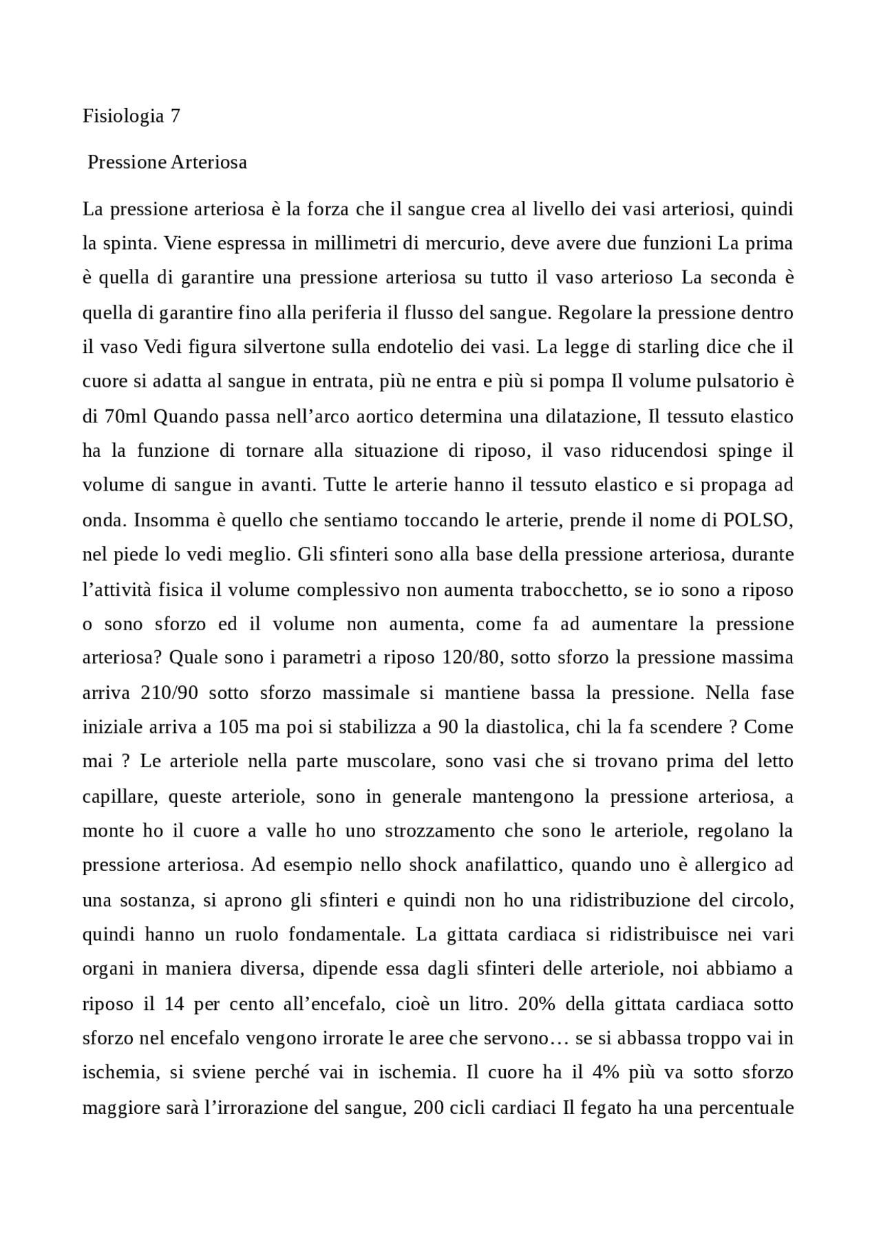 La pressione arteriosa - Docsity