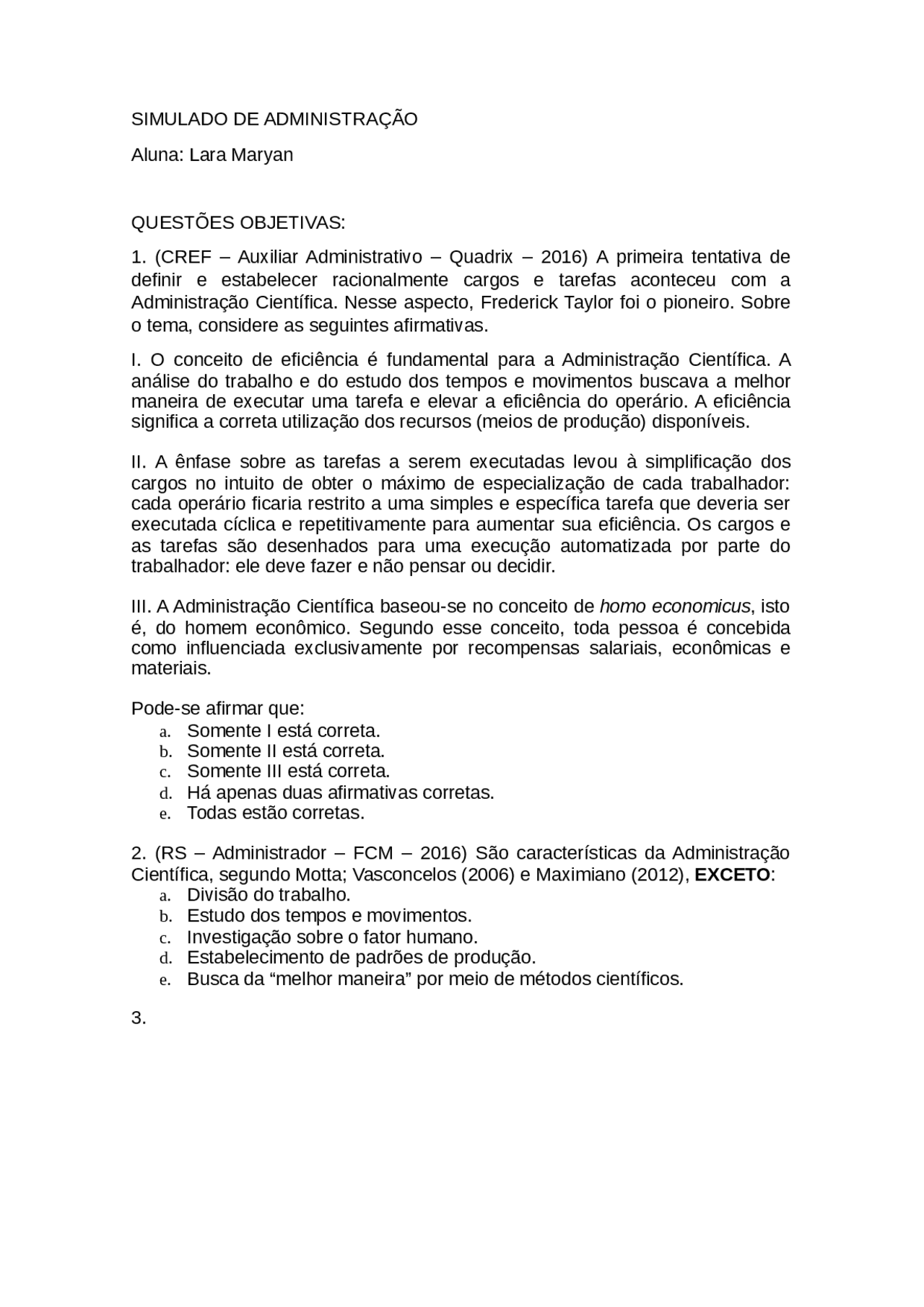 SIMULADO DE ADMINISTRAÇÃO - Docsity