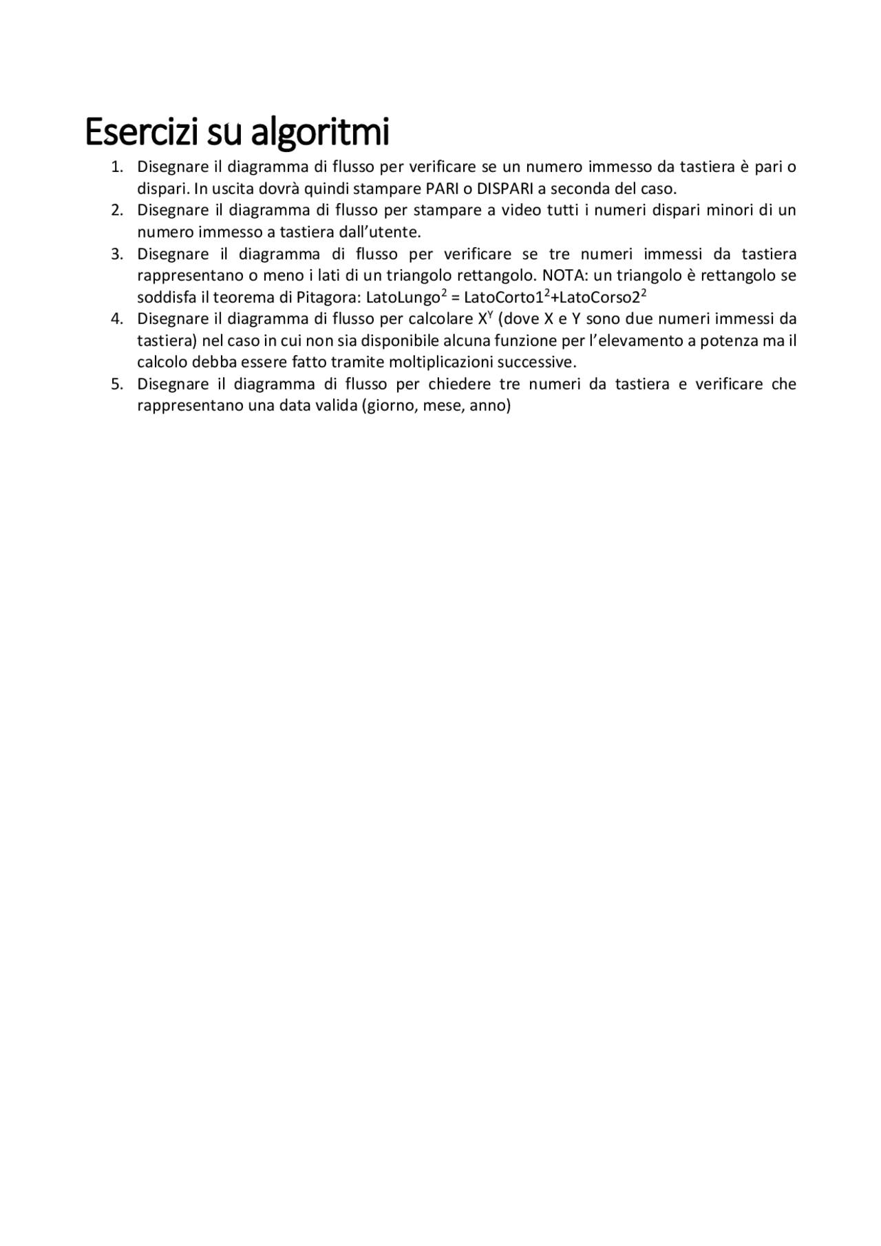 Algoritmi Esercizi Informatica Docsity