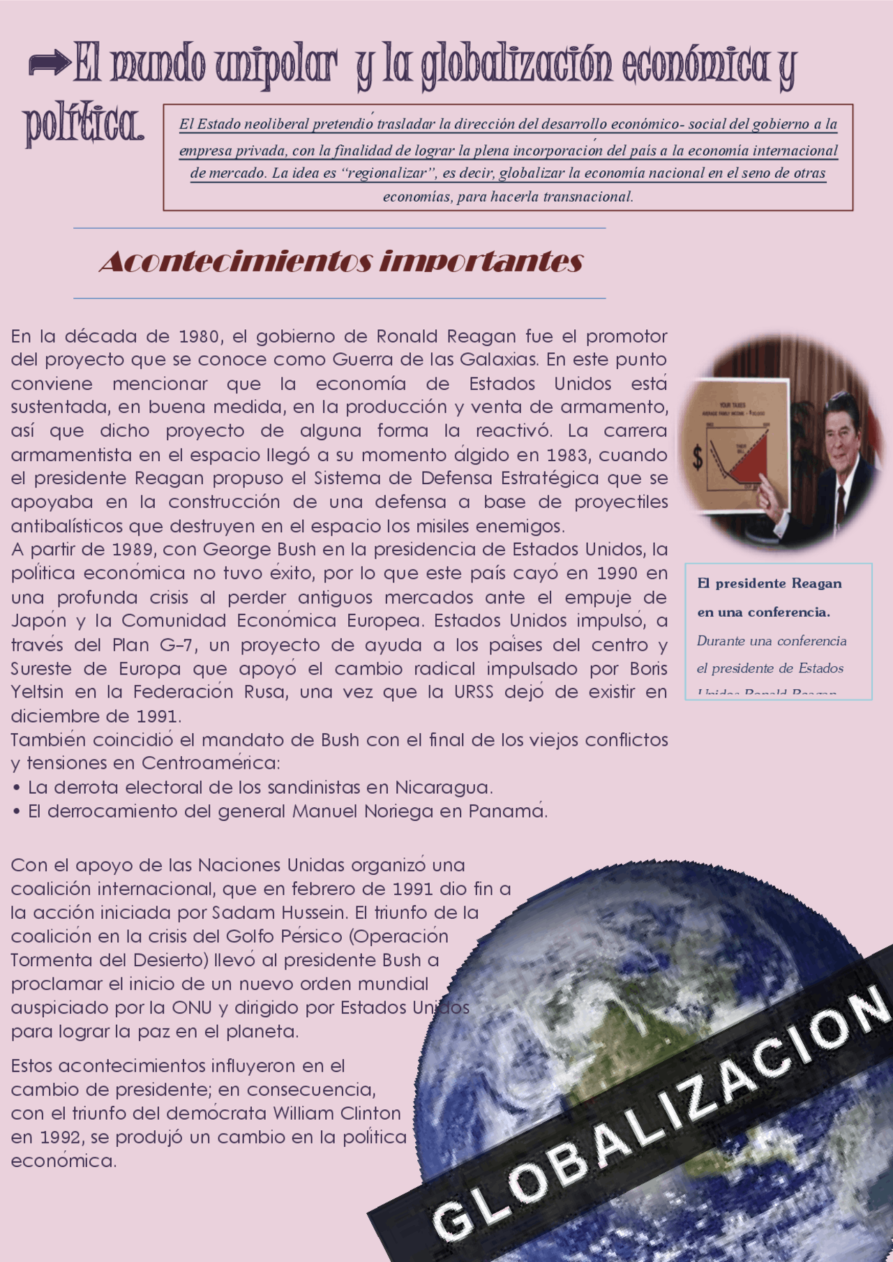 El mundo unipolar. La globalización | Esquemas y mapas conceptuales de ...