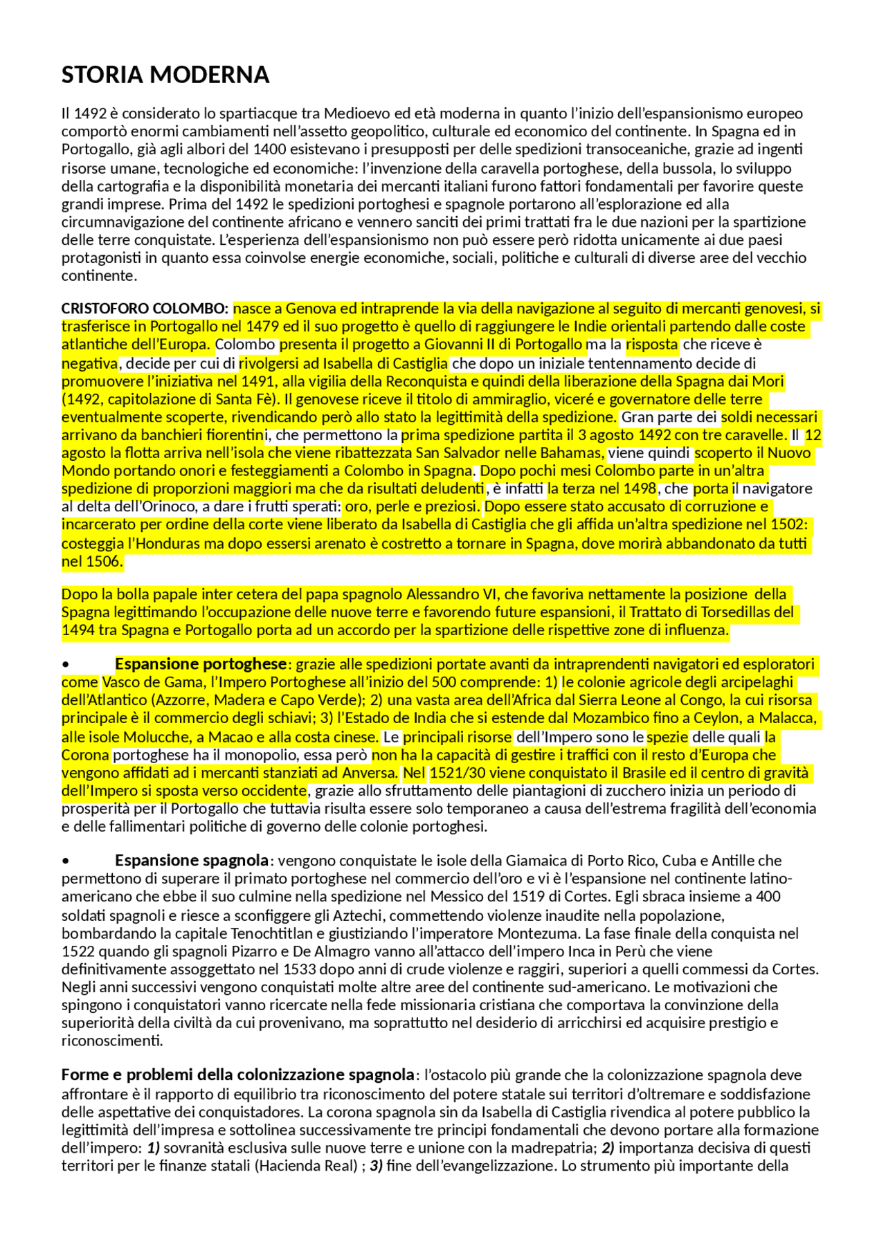 Manuale Di Storia Moderna Docsity
