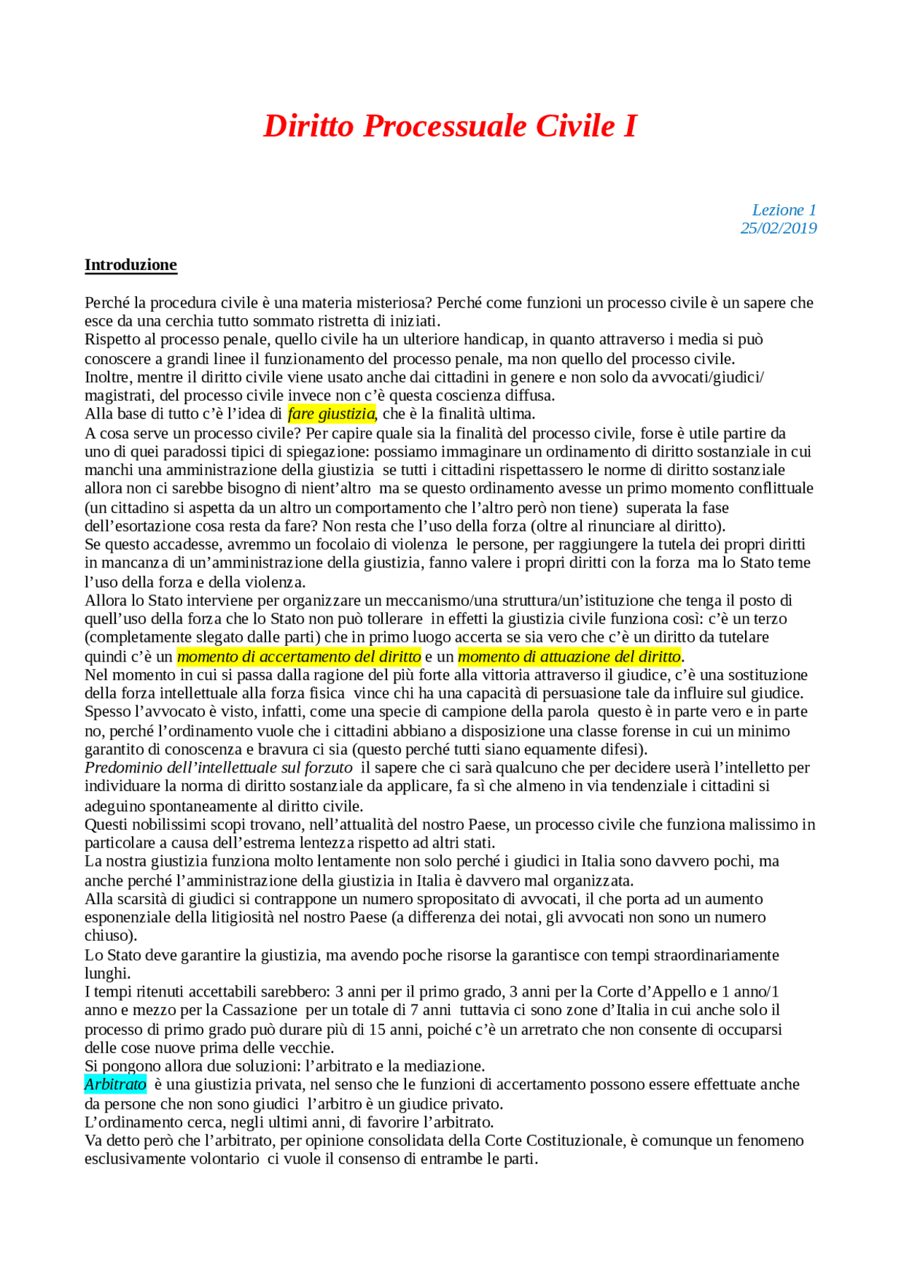 Diritto Processuale Civile I Appunti Di Diritto Processuale Civile