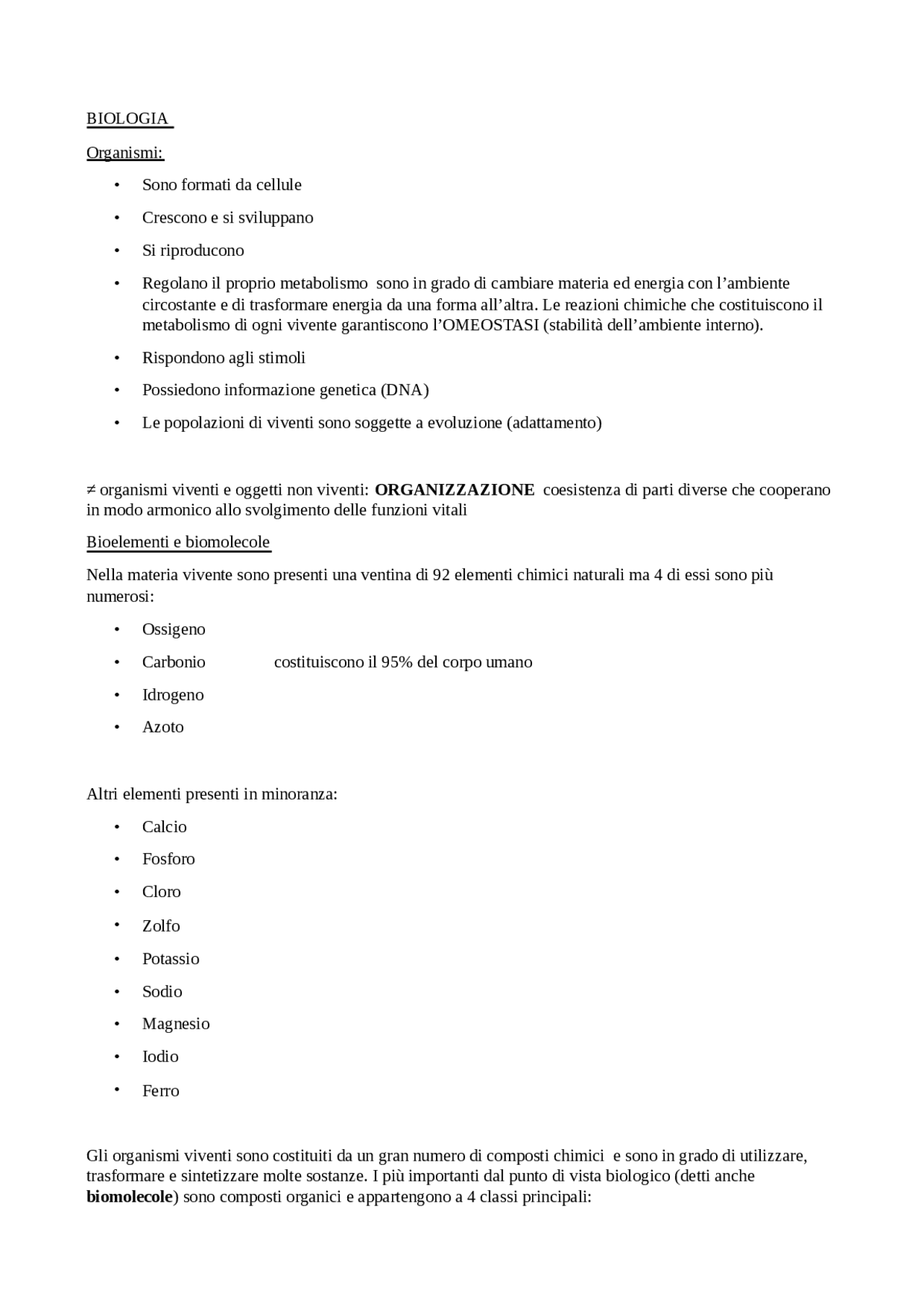 Biologia Generale Di Base Docsity