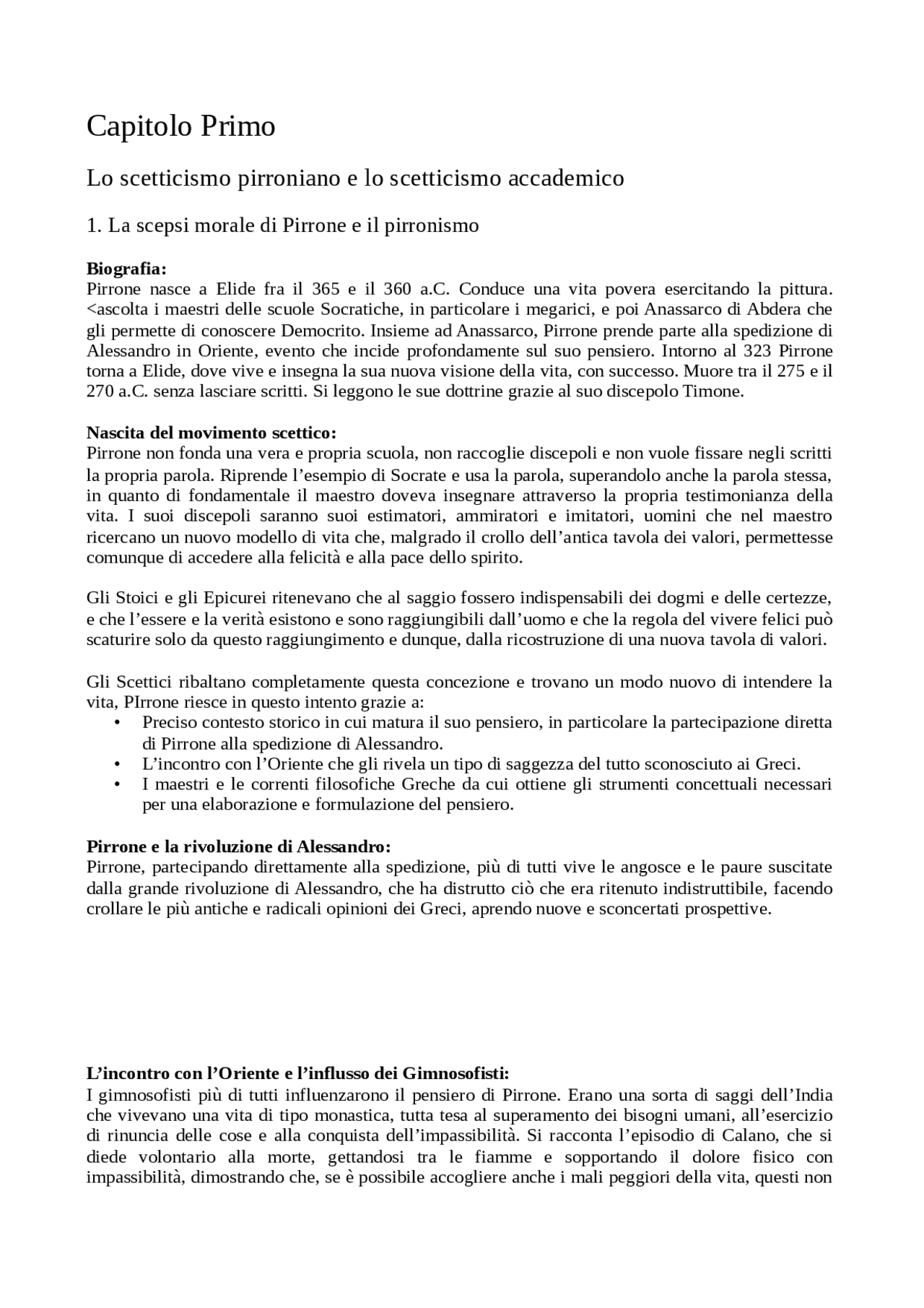 Riassunto Scetticismo Docsity