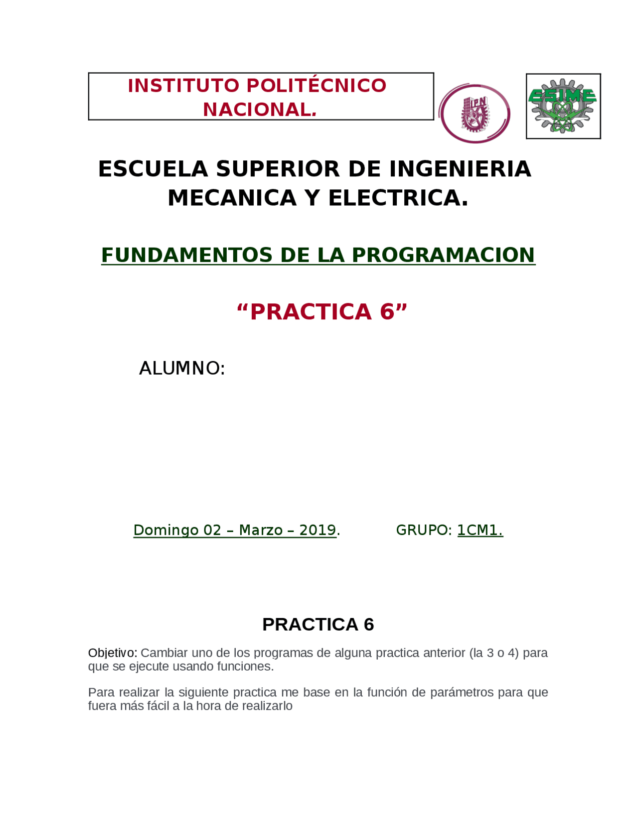 Fundamentos Programacion P6 | Exercises of C programming | Docsity