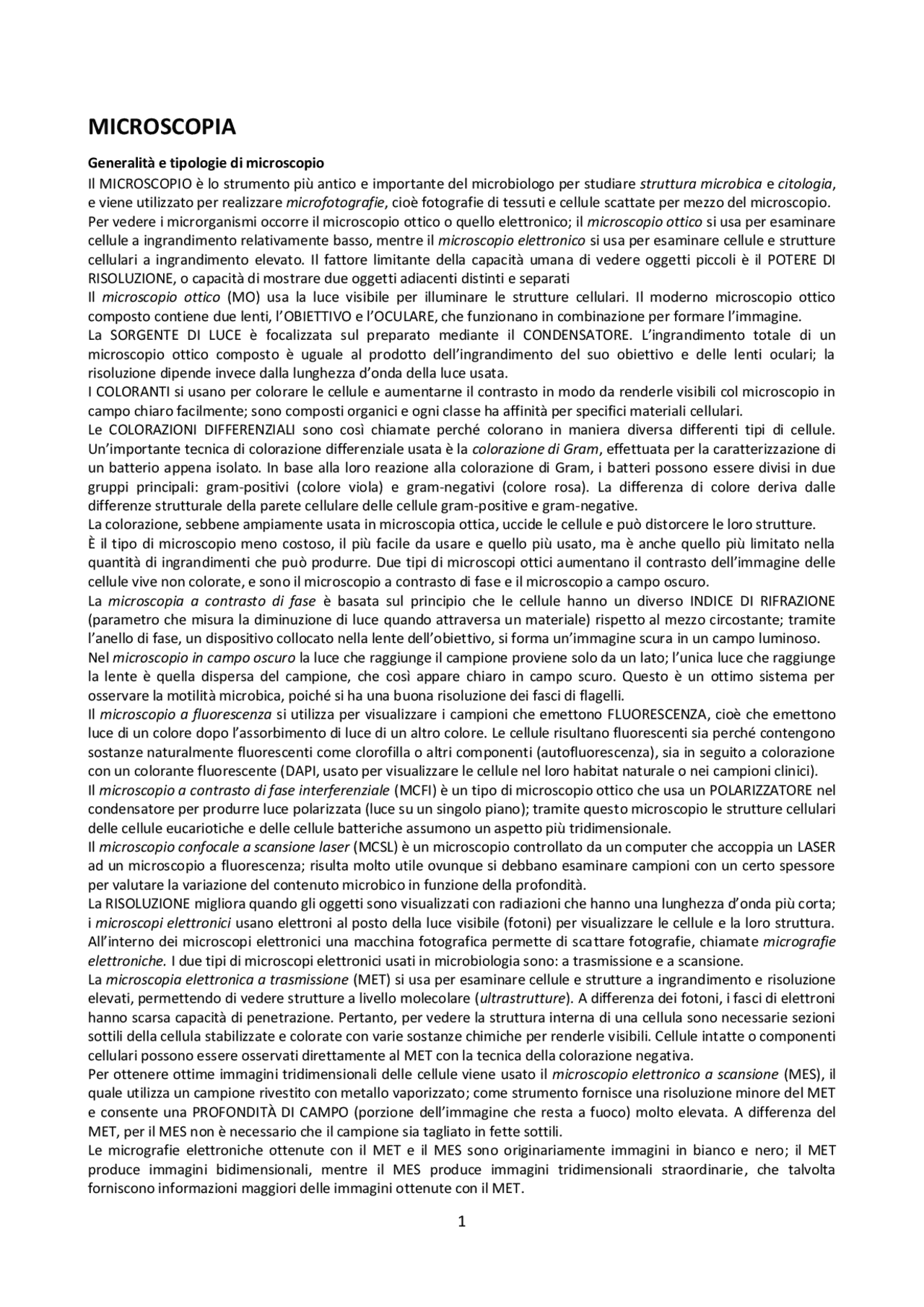 Fondamenti Di Microscopia Docsity