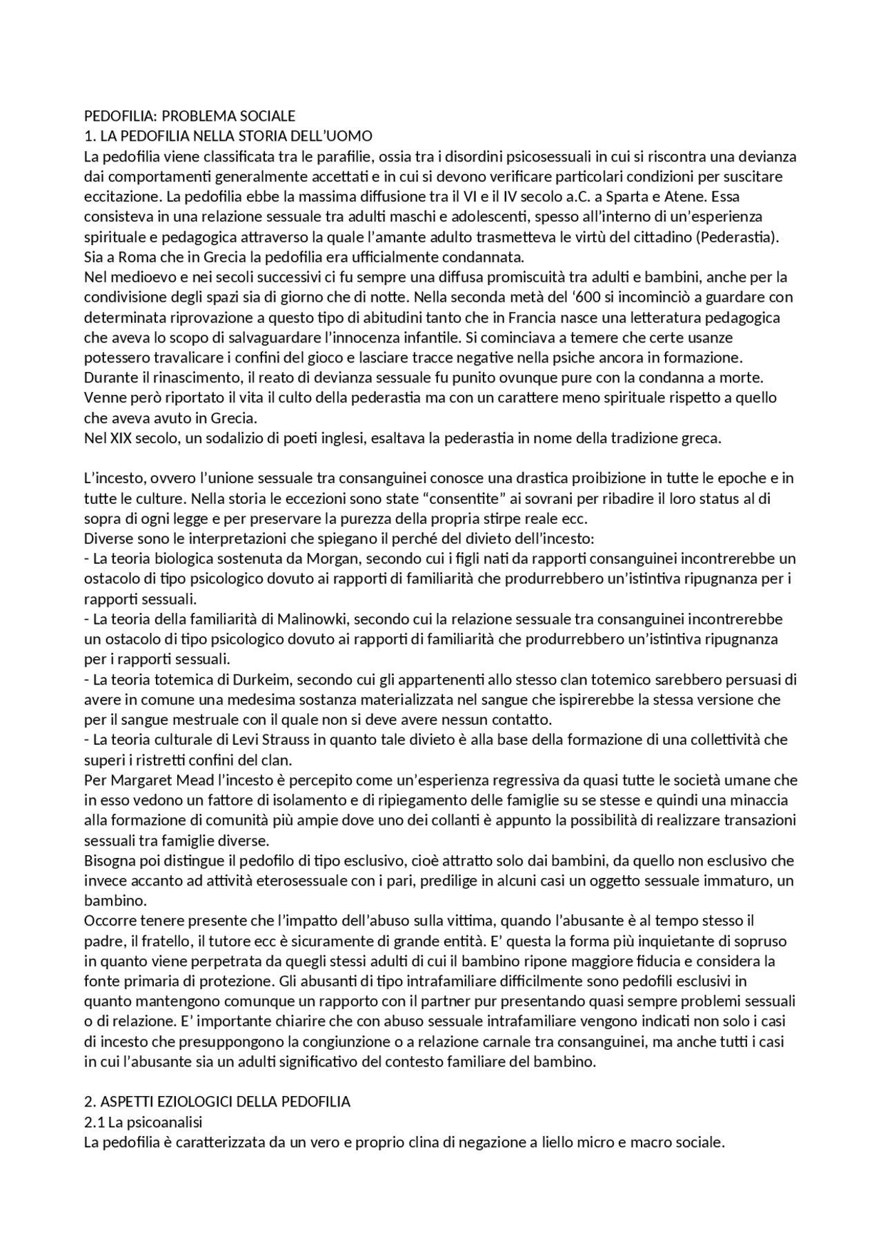 Pedofilia Tra Devianza E Criminalità Gianmarco Cifaldi Docsity