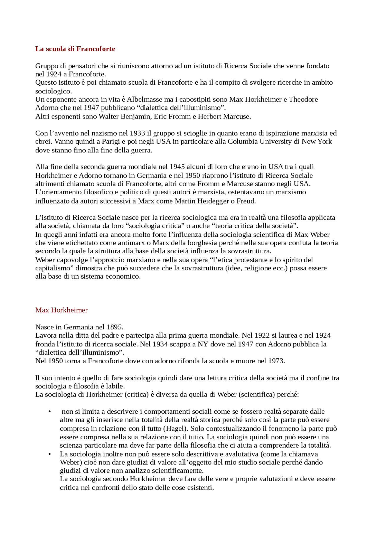 Appunti Sulla Scuola Di Francoforte Docsity