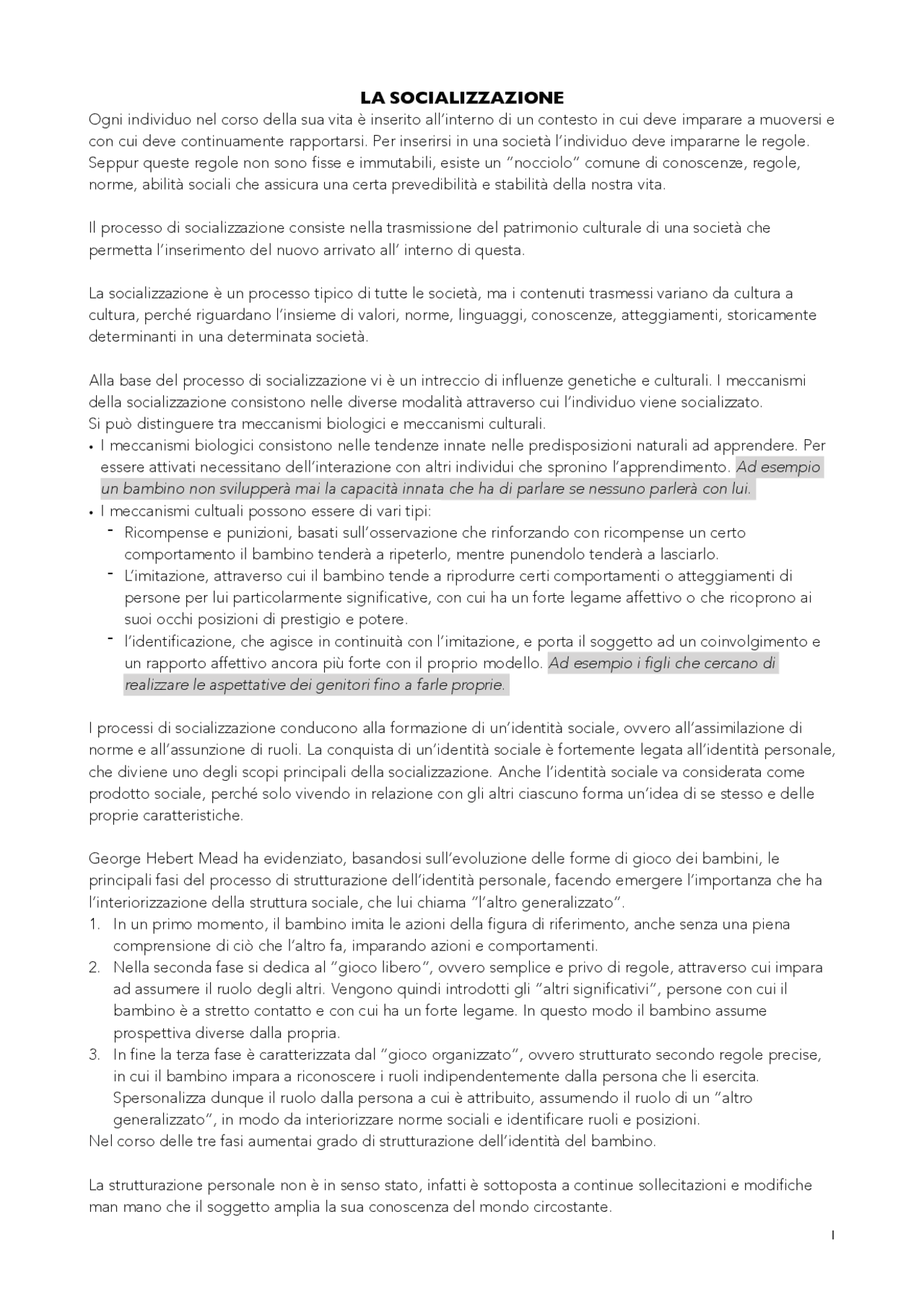 La Socializzazione In Sociologia Appunti Di Sociologia Docsity