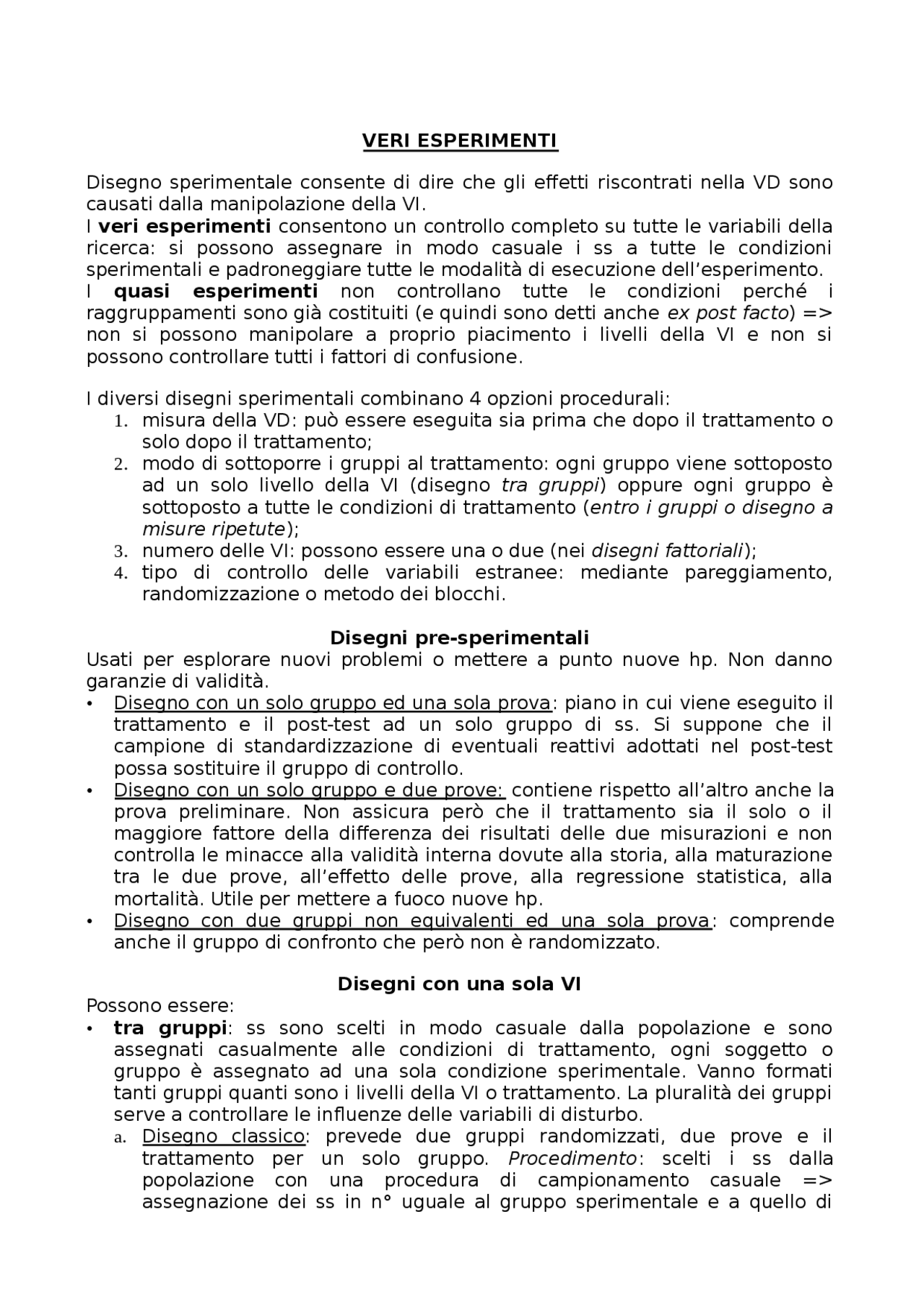 Appunti Sugli Esperimenti Docsity