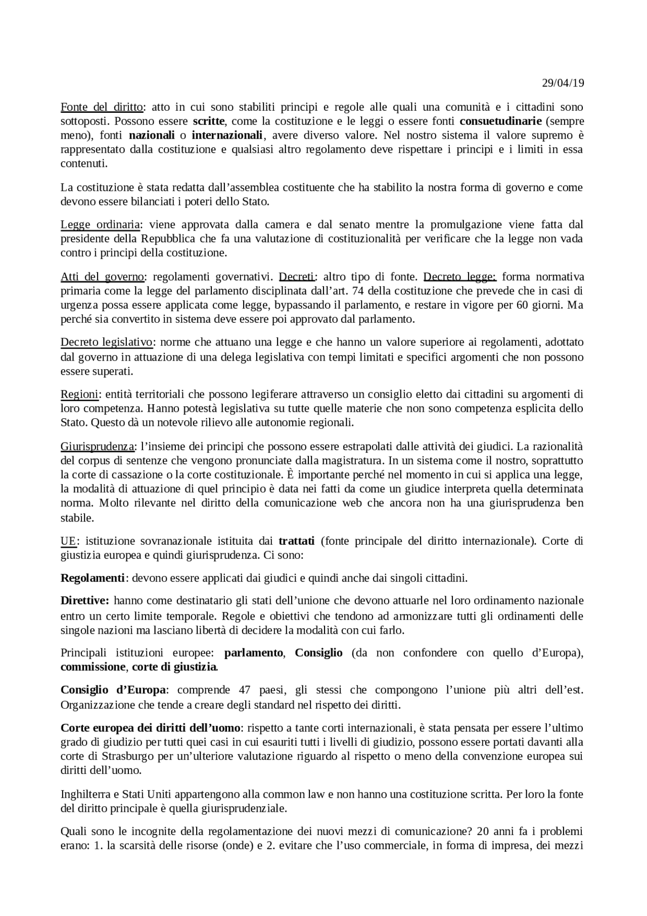 Appunti Diritto Della Comunicazione Prof Brogi E Mannoni Docsity
