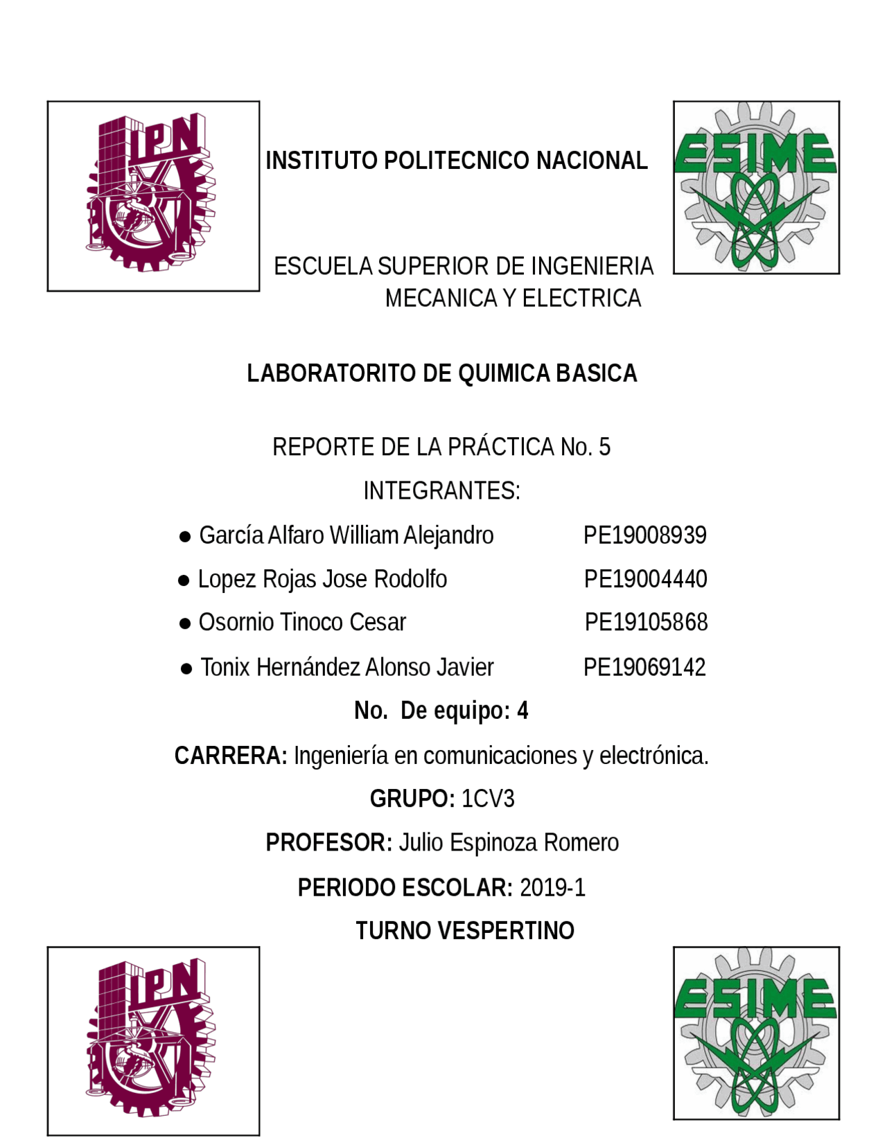 Practica 5 Quimica Aplicada Esime Zacatenco Docsity