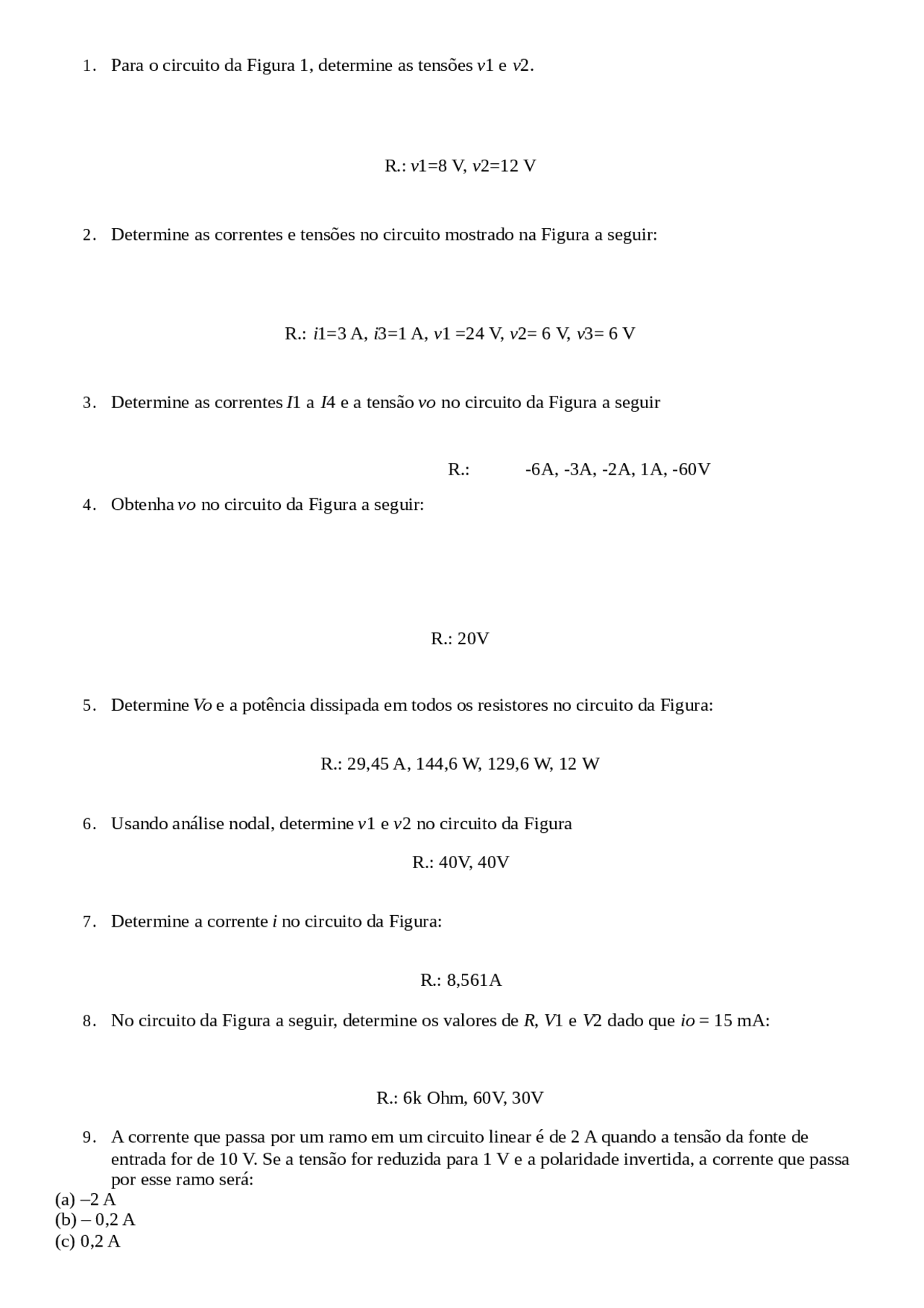 Exercícios Circuitos Elétricos Docsity