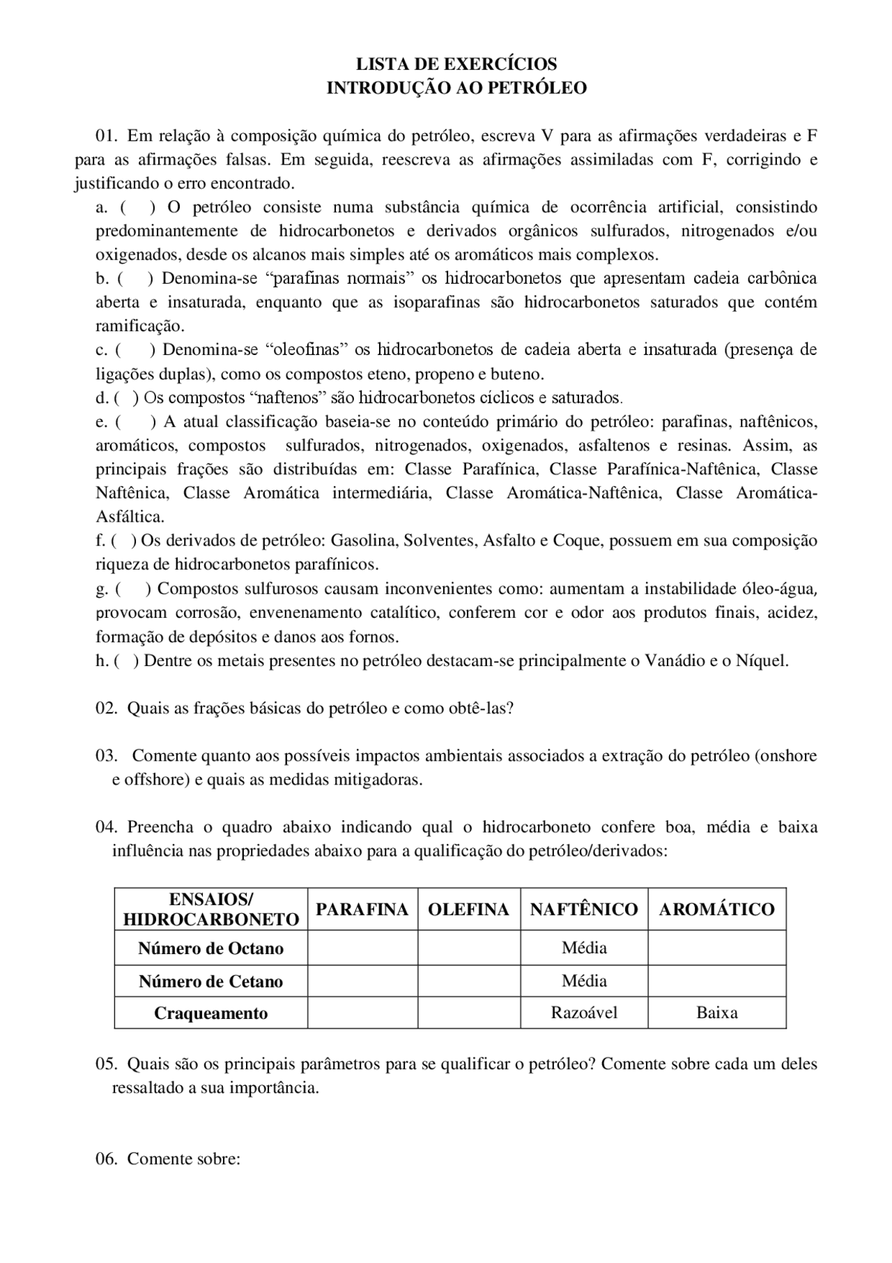 Lista de Exercícios processos | Exercícios Engenharia de Processos | Docsity