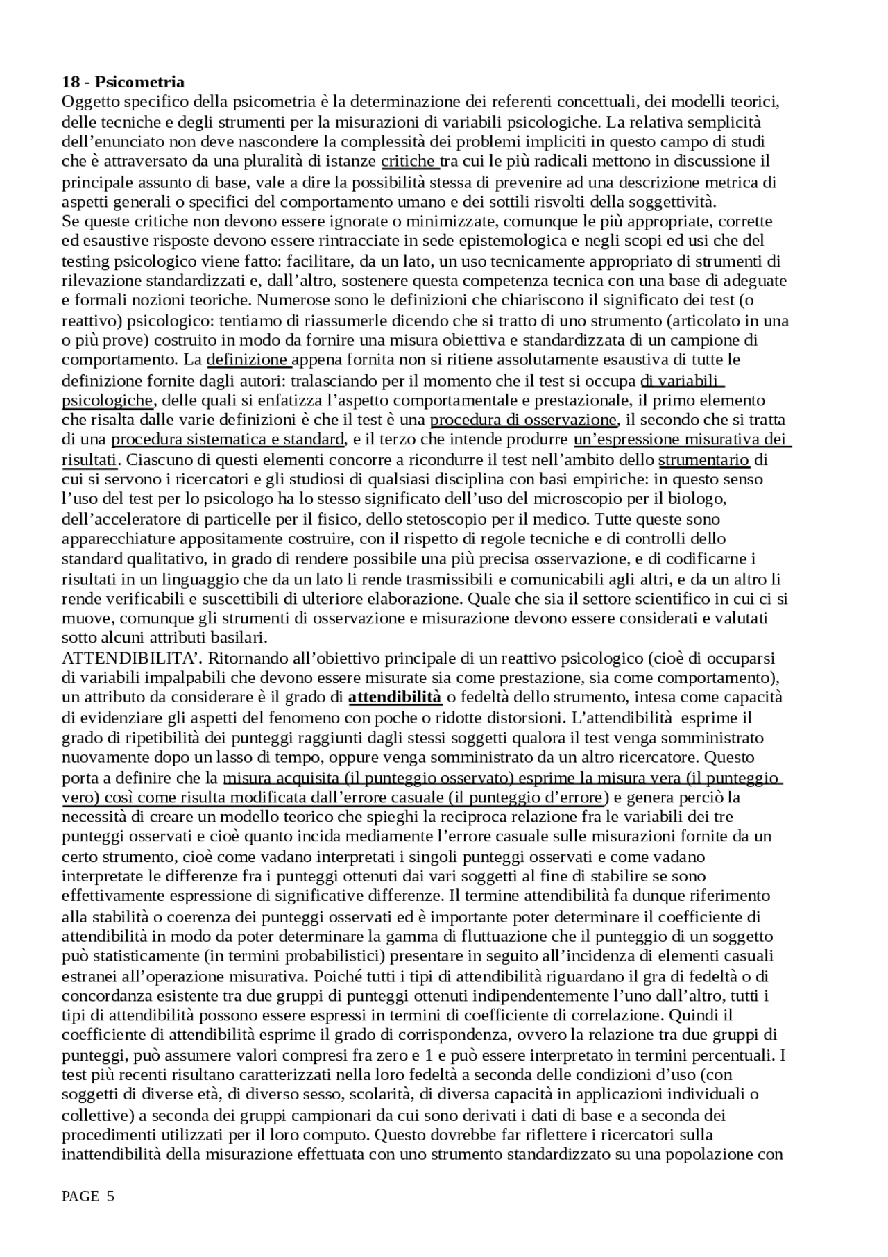 Appunti Di Psicometria Appunti Di Psicometria Docsity