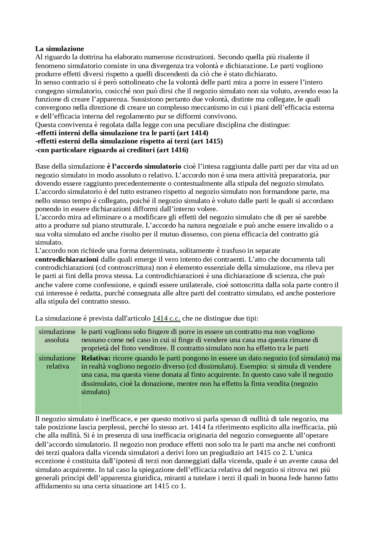 Contratti La Simulazione Docsity