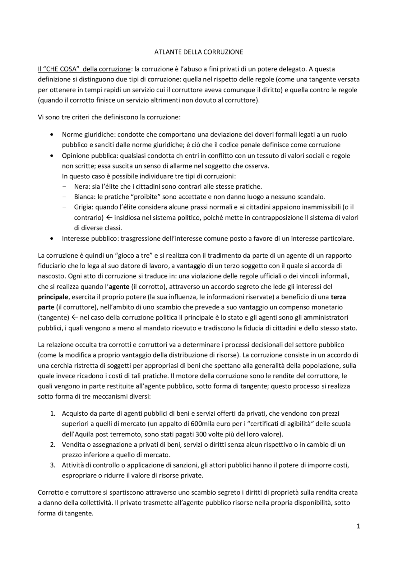 Atlante della corruzione, di Alberto Vannucci - Docsity