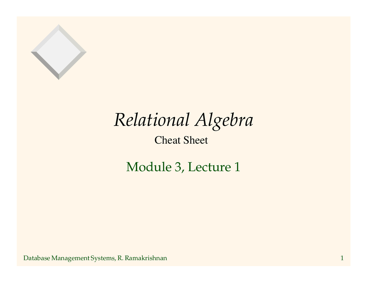 relational algebra cheat sheet | Cheat Sheet Database Management ...