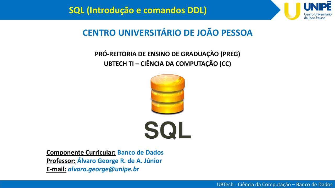Linguagem SQL: introdução e características - Docsity
