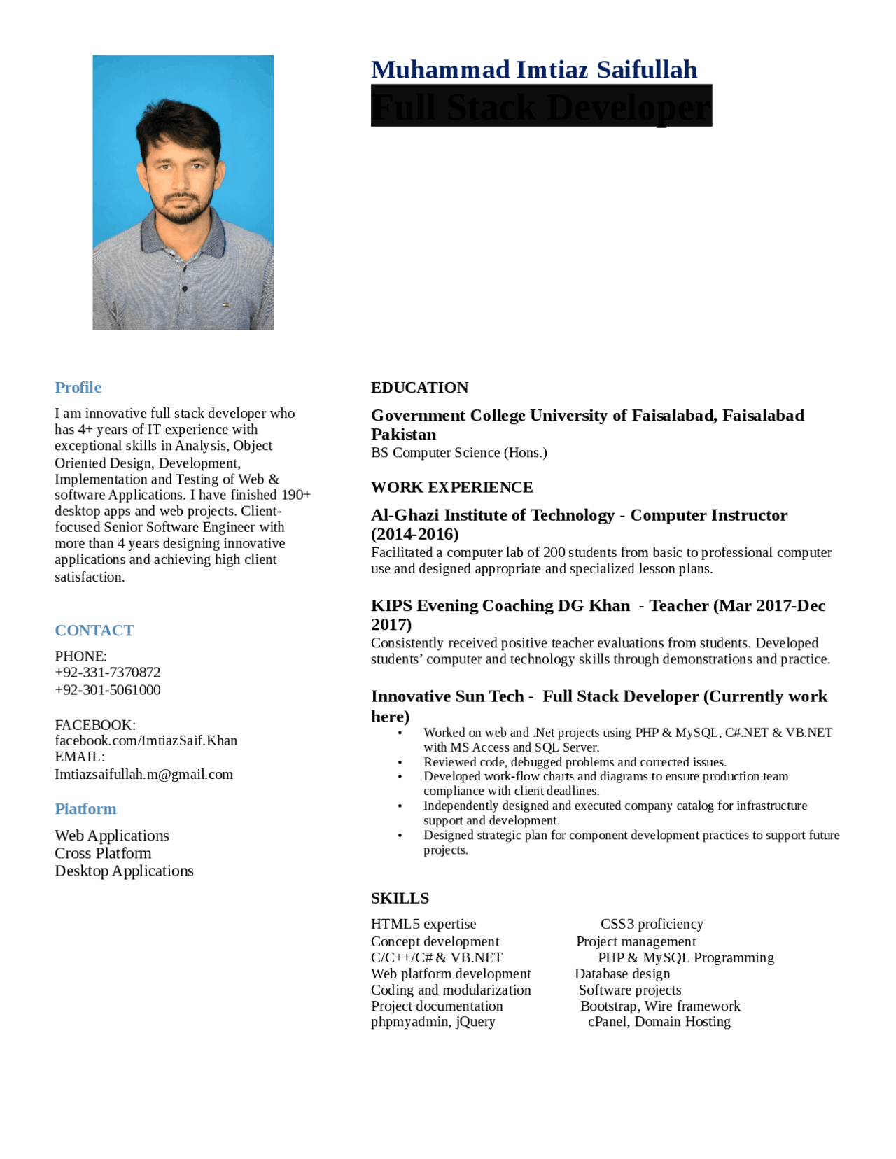 I am innovative full stack developer who has 4+ years of IT | Study ...