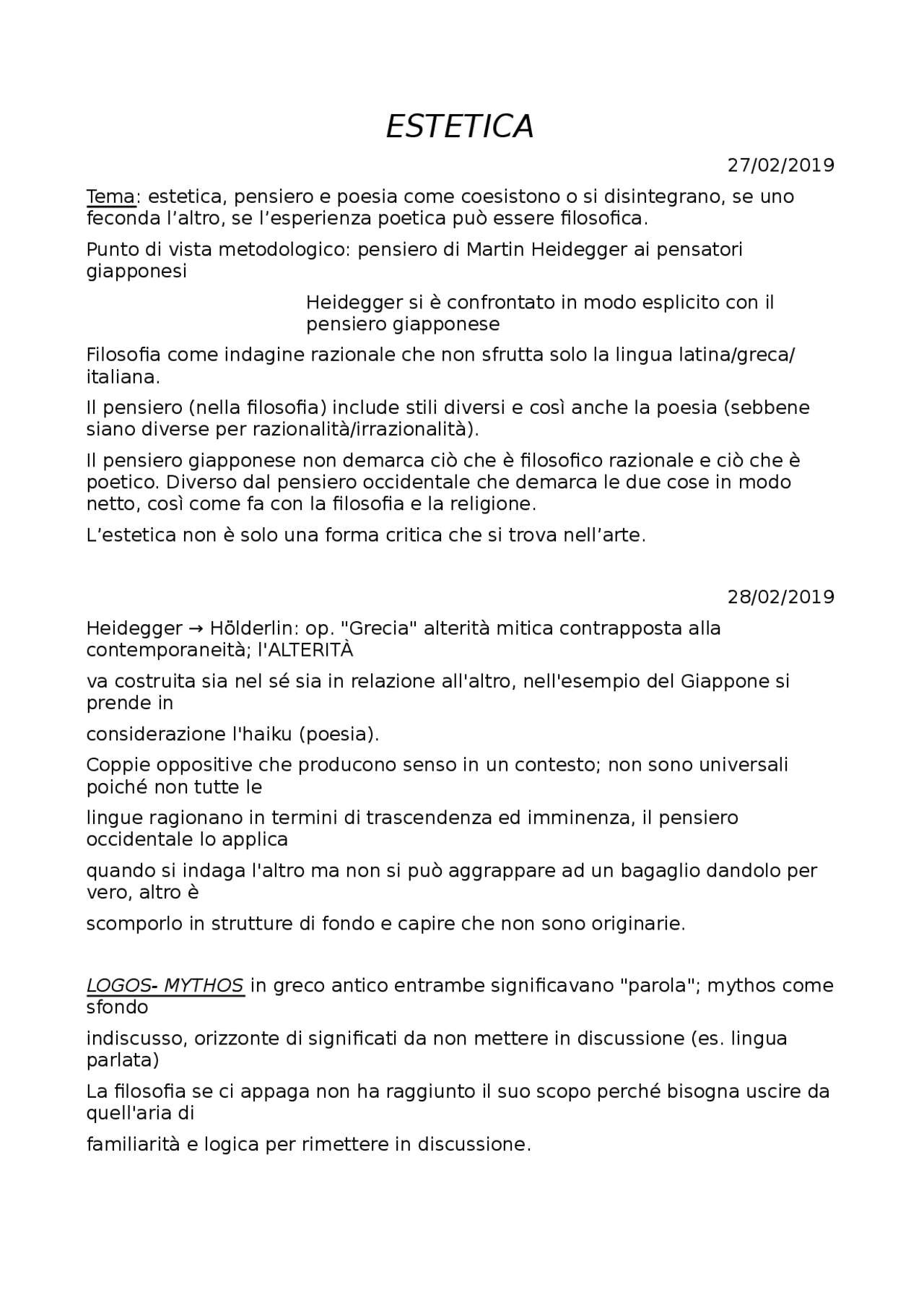 Appunti Corso Estetica Docsity