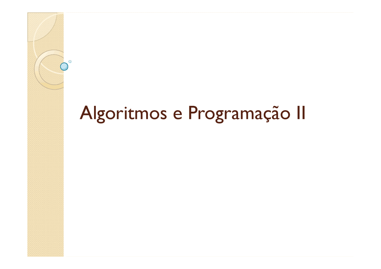 Algoritmos E Programação Ii Docsity