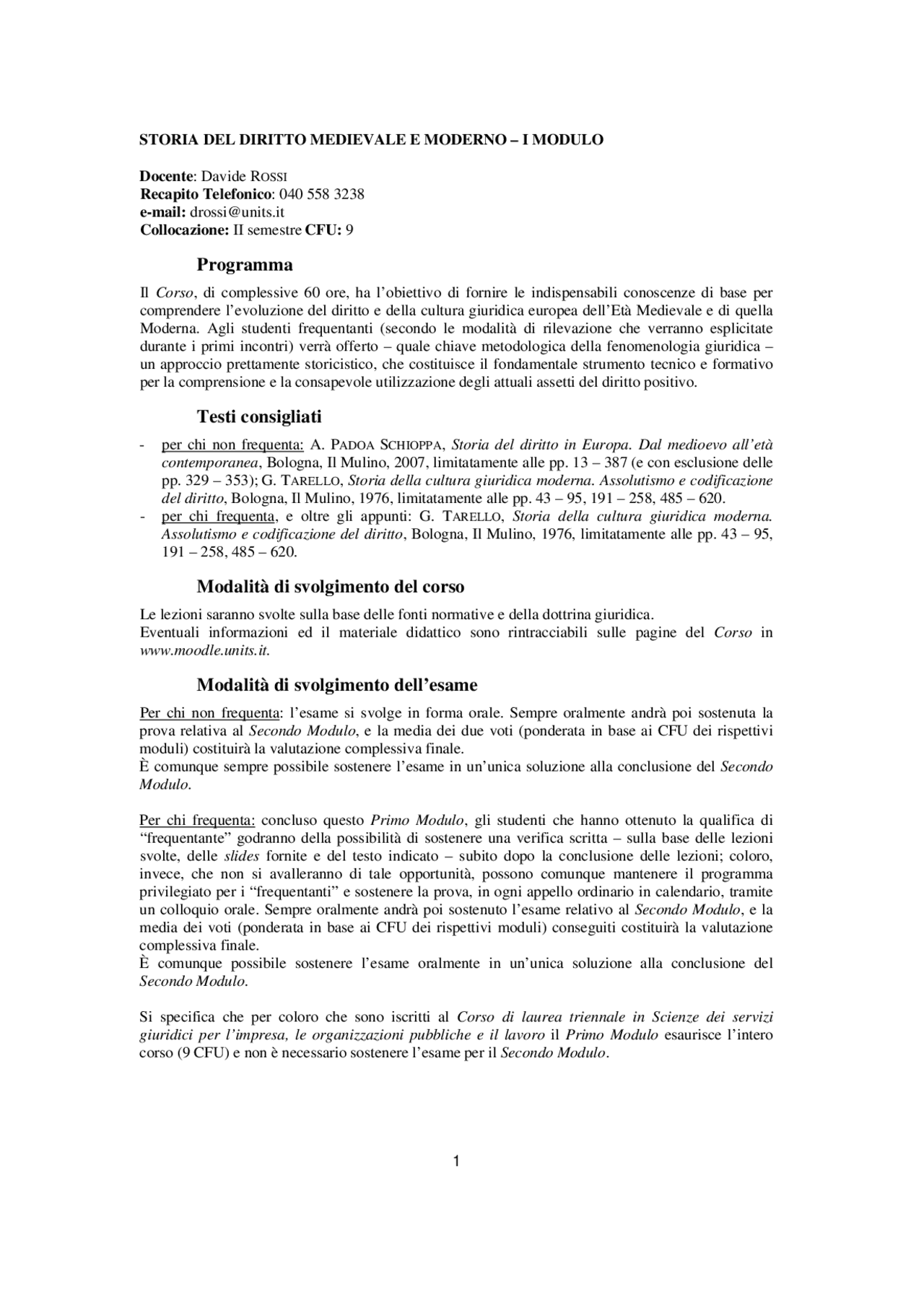 Storia Del Diritto Medievale E Moderno Docsity