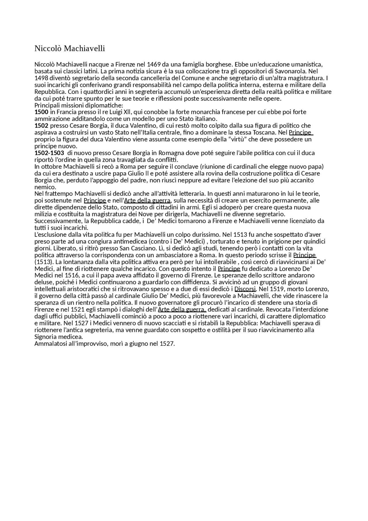 Niccolò Machiavelli Docsity