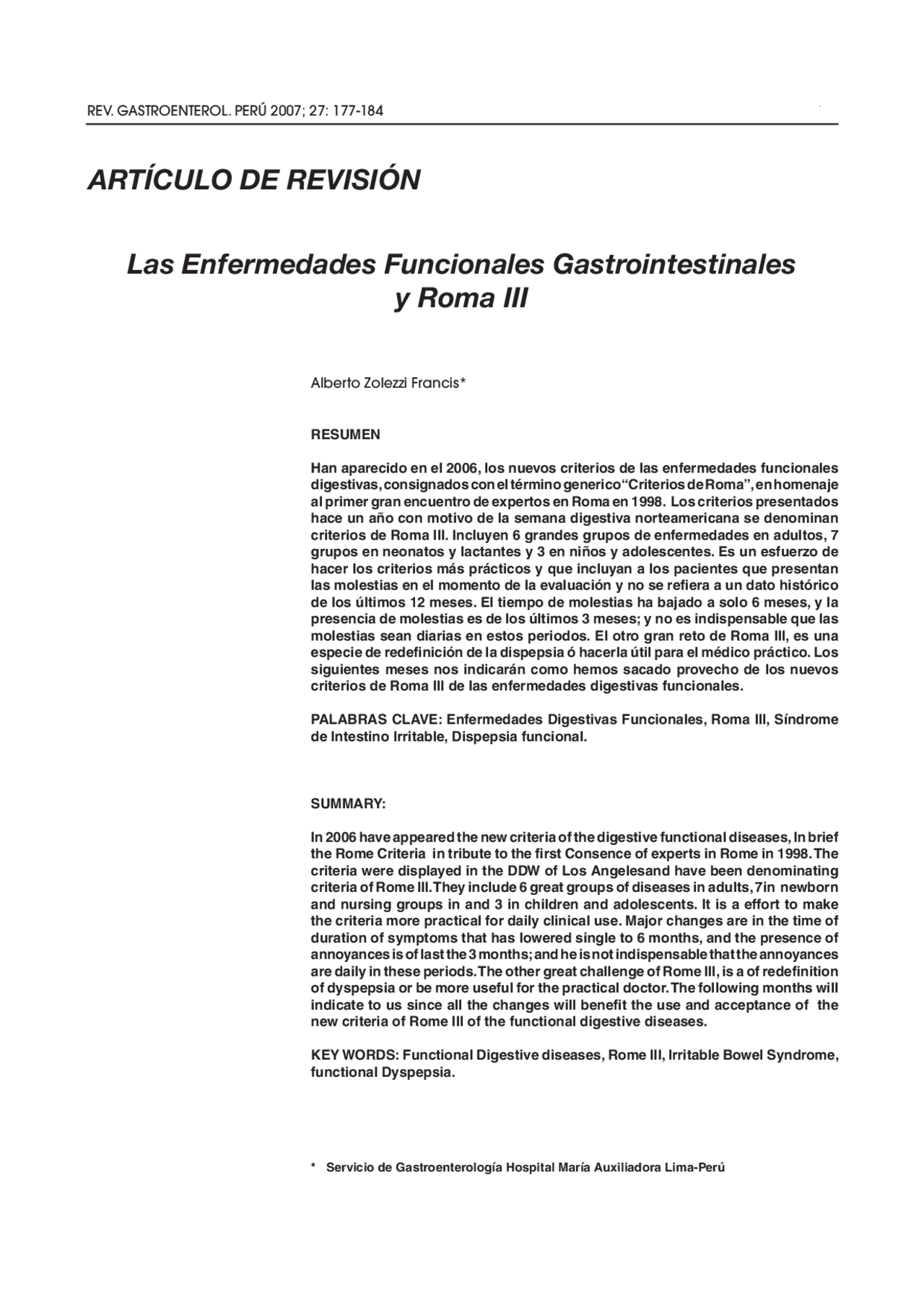 CRITERIOS ROMA GASTROENTEROLOGIA - Docsity