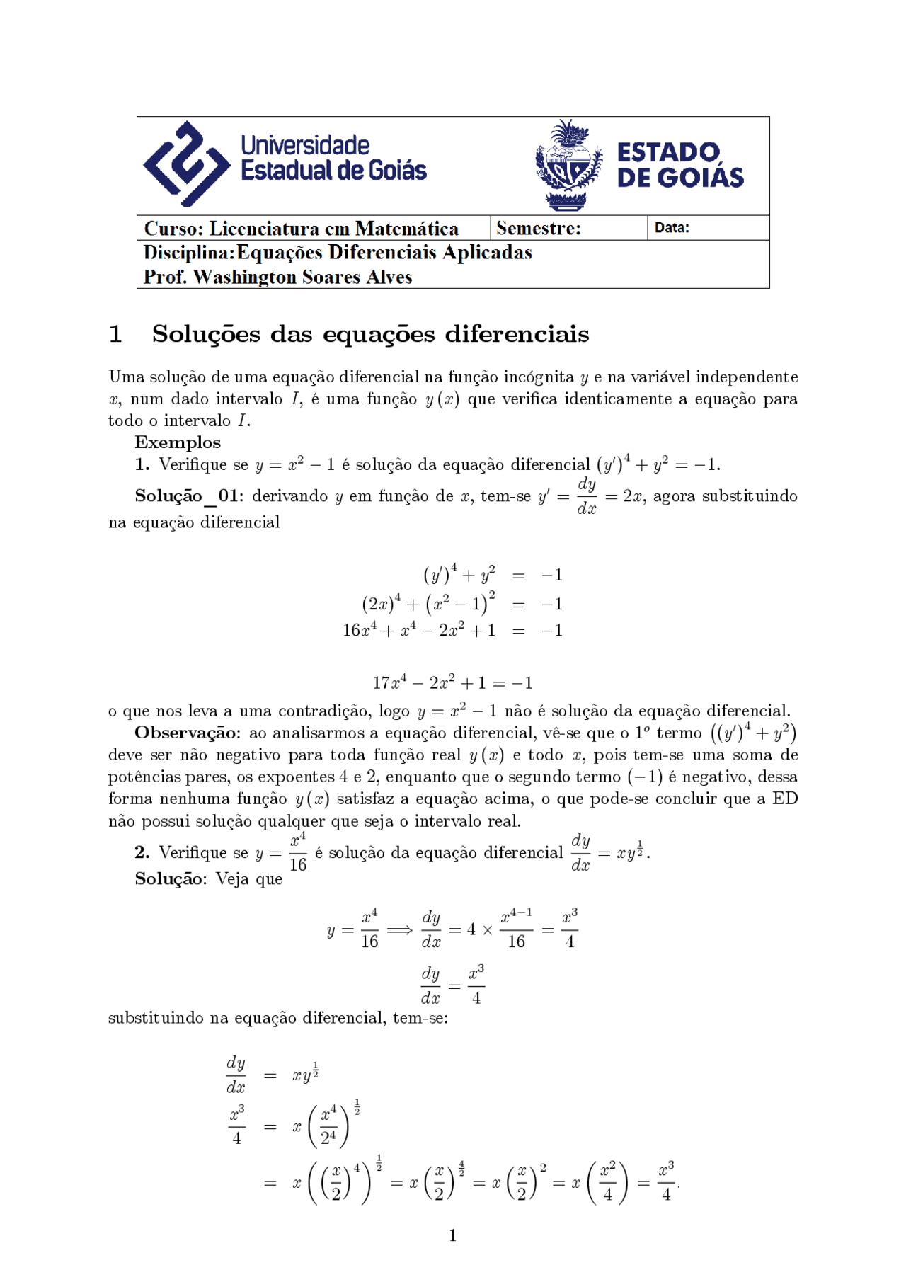 Aula Equações Diferenciais Aplicadas Docsity