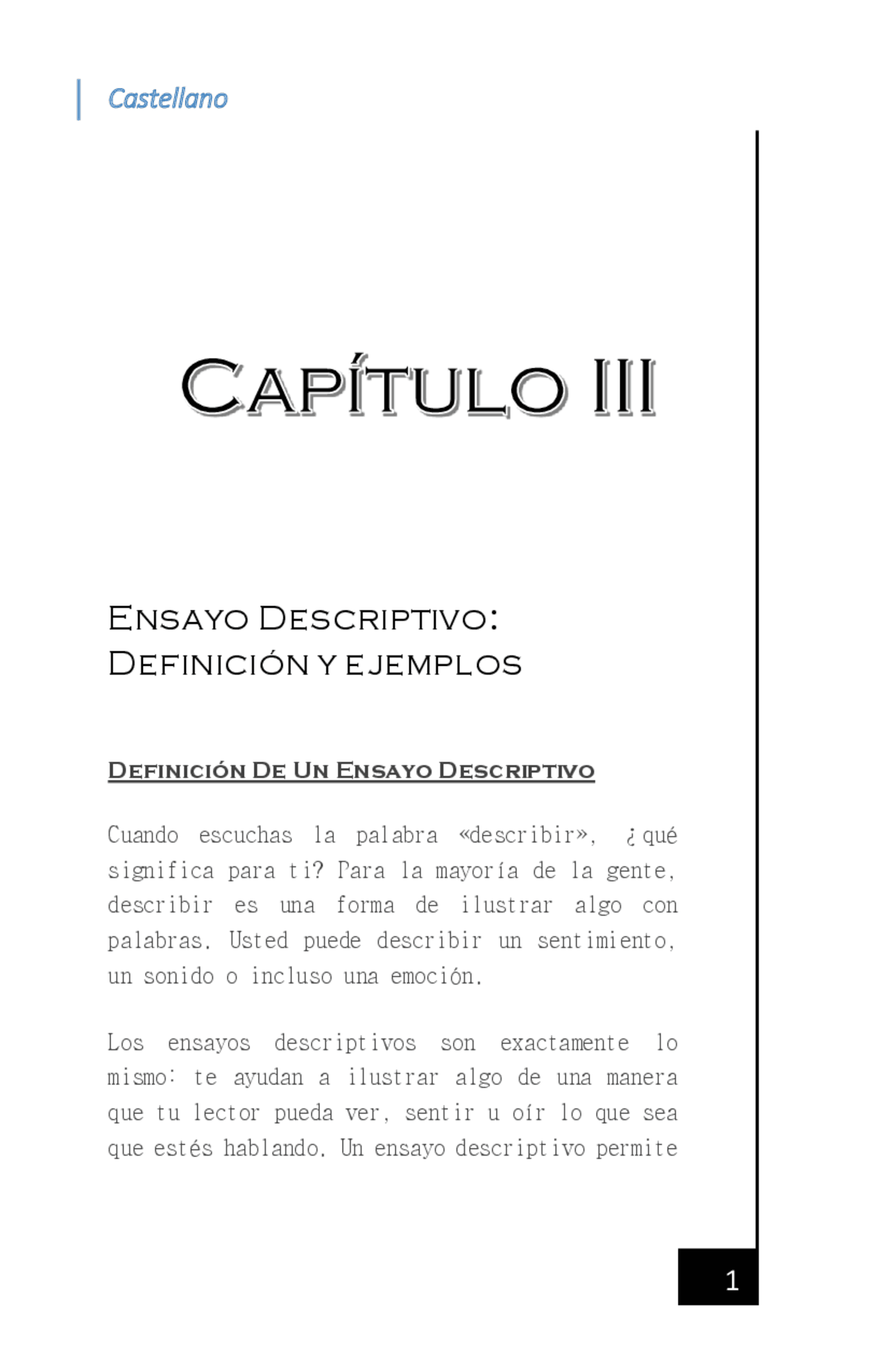 Ejemplos De Ensayos Descriptivos Sobre Una Persona