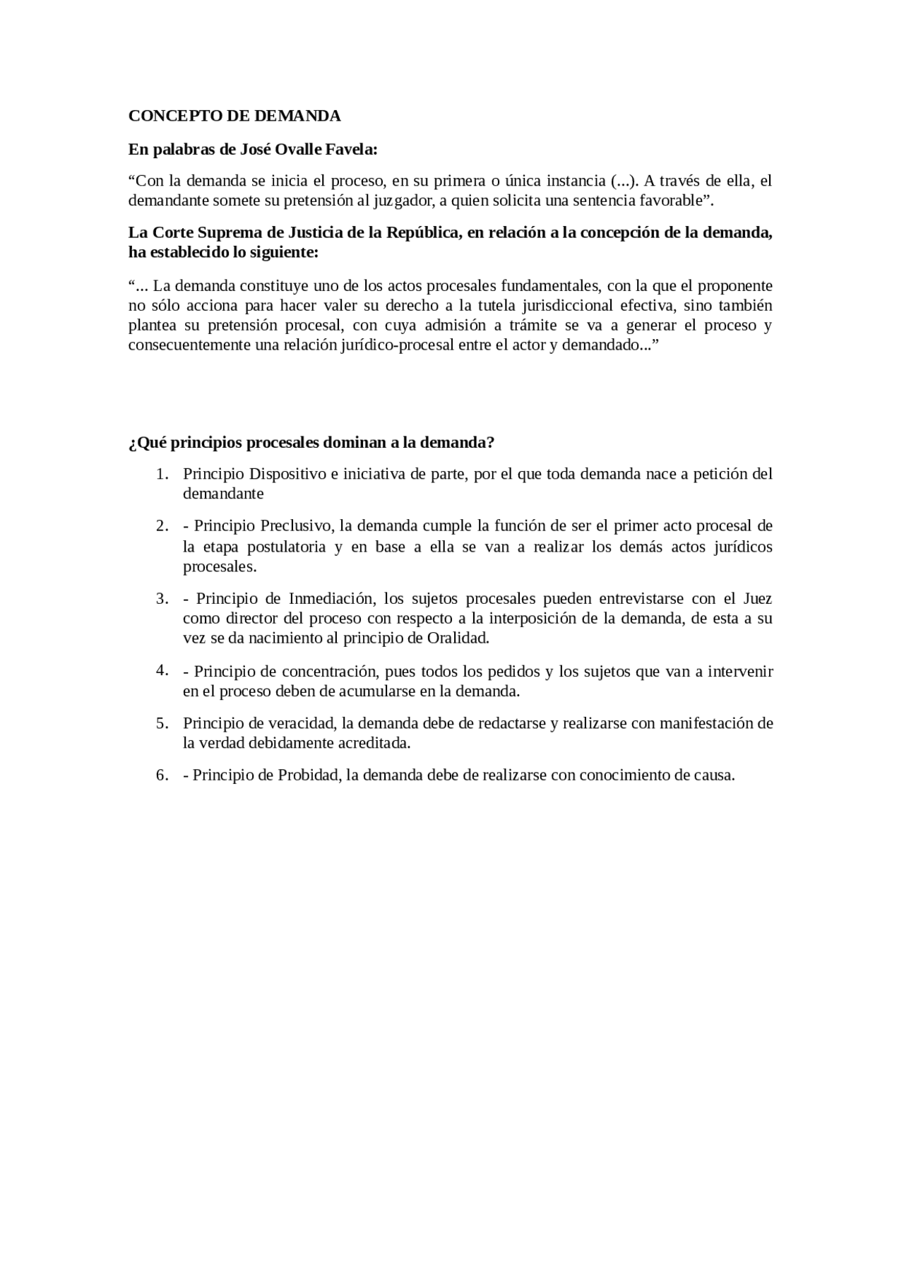 Concepto de demanda,, | Apuntes de Derecho Procesal Civil | Docsity