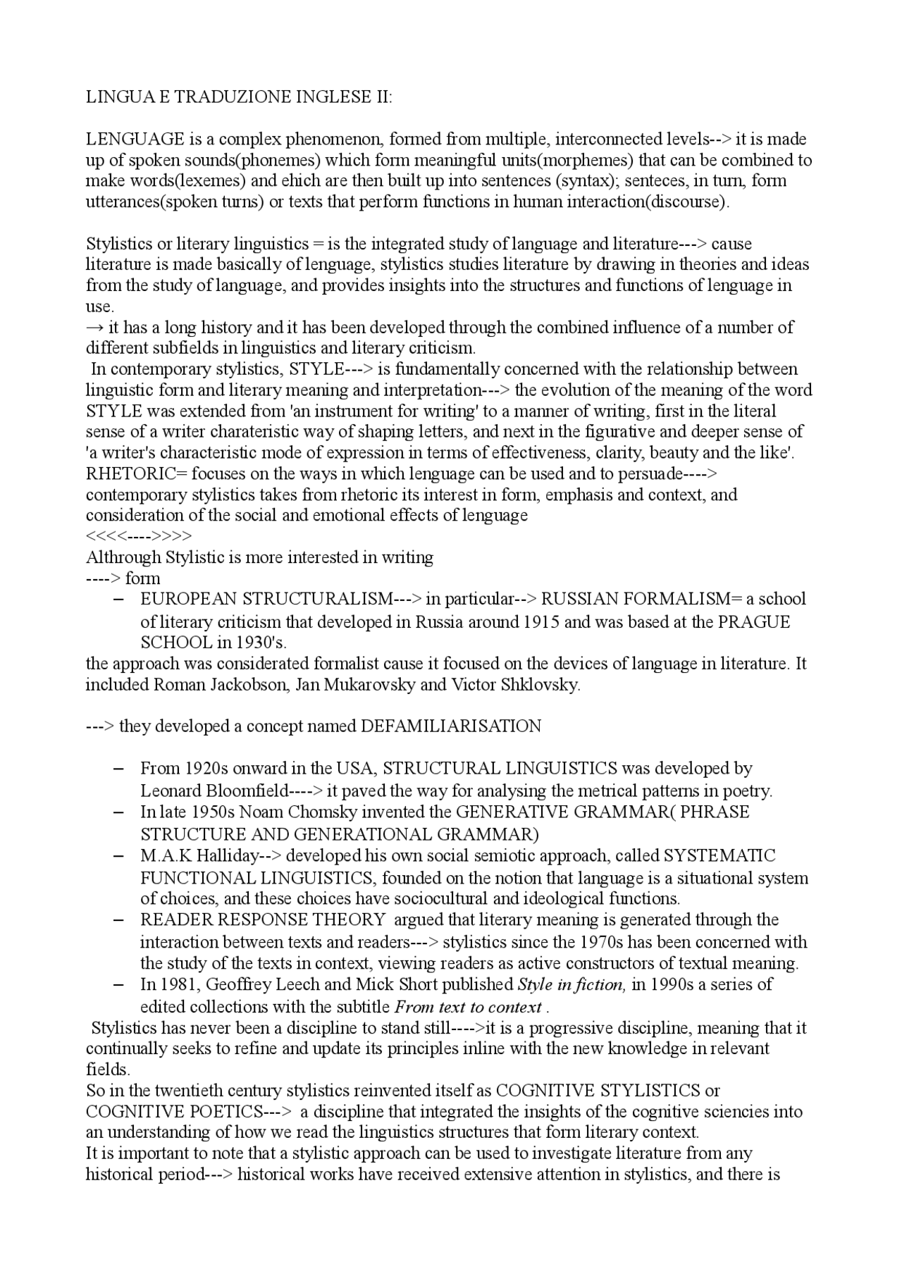 Riassunto del libro " Contemporary stylistics. lenguage, cognition ...