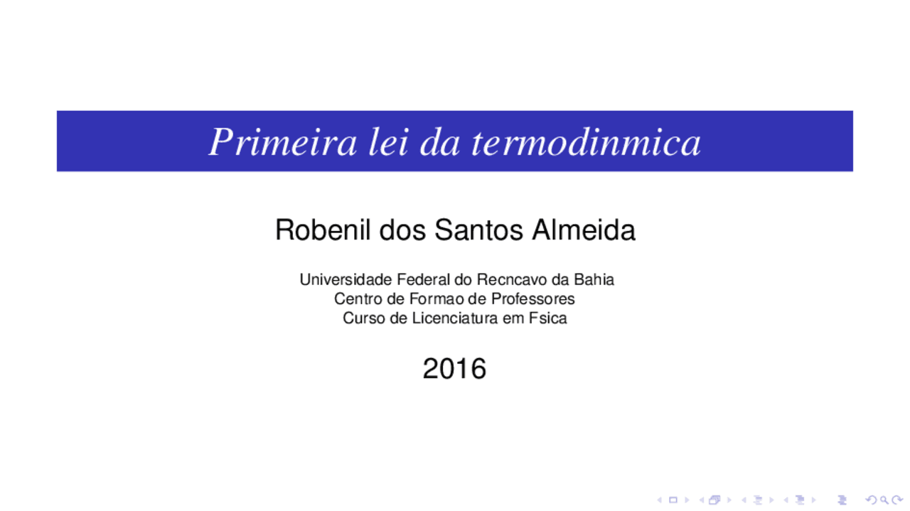 Apresentação Sobre Termodinâmica Slides Thermodynamics Docsity