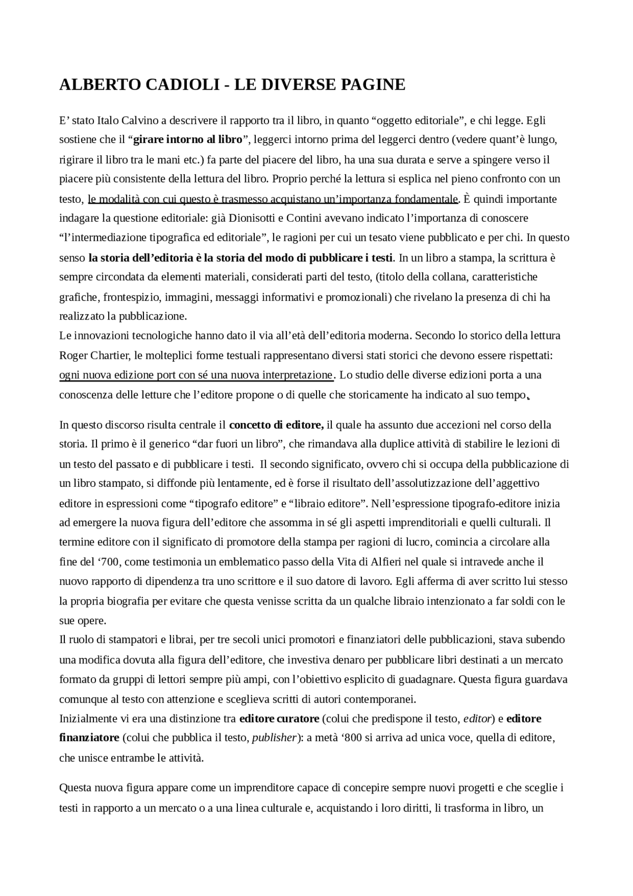 Le Diverse Pagine Di Alberto Cadioli Docsity